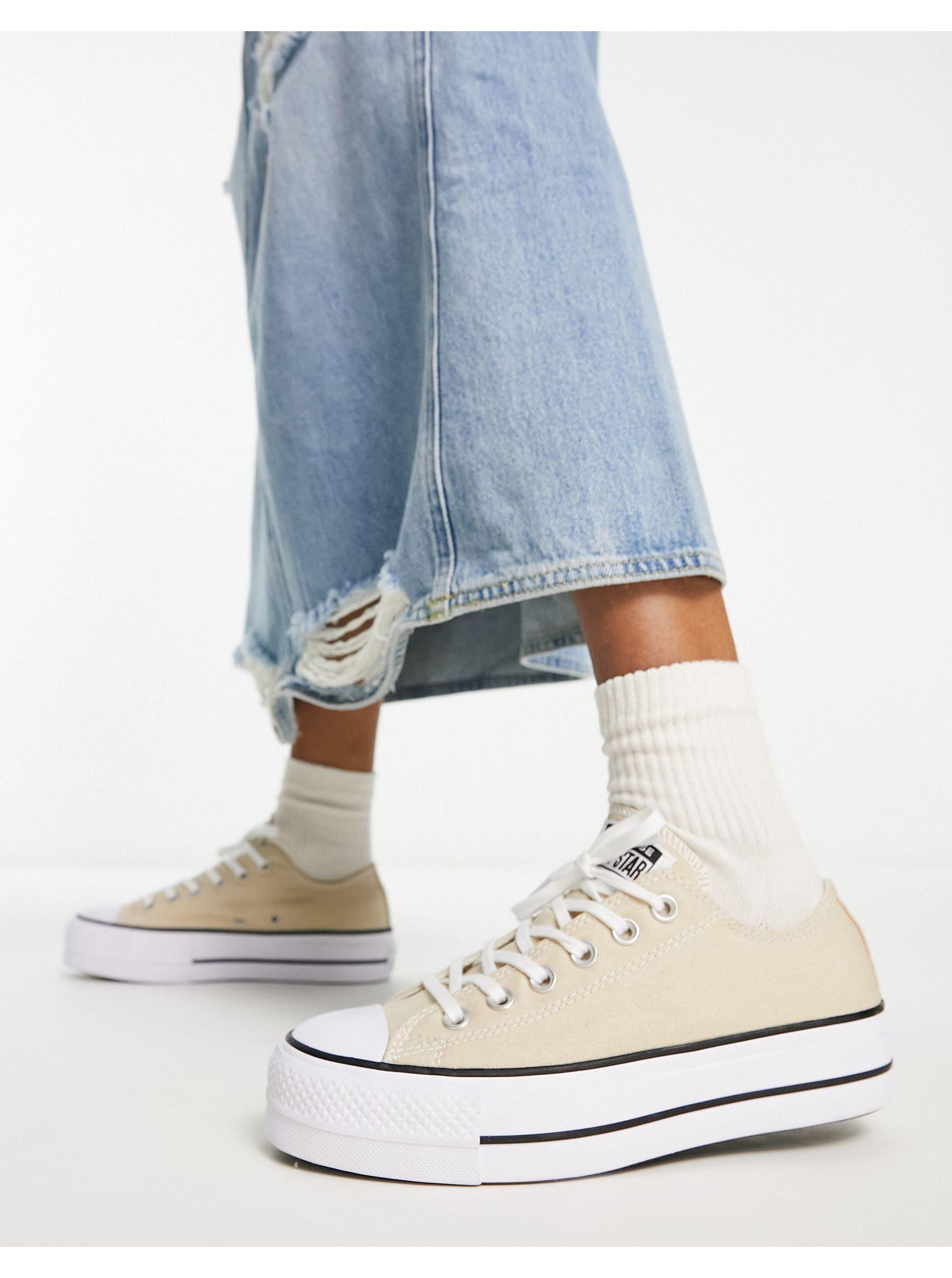 Chuck taylor all star - lift ox - baskets à semelle plateforme - beige ...