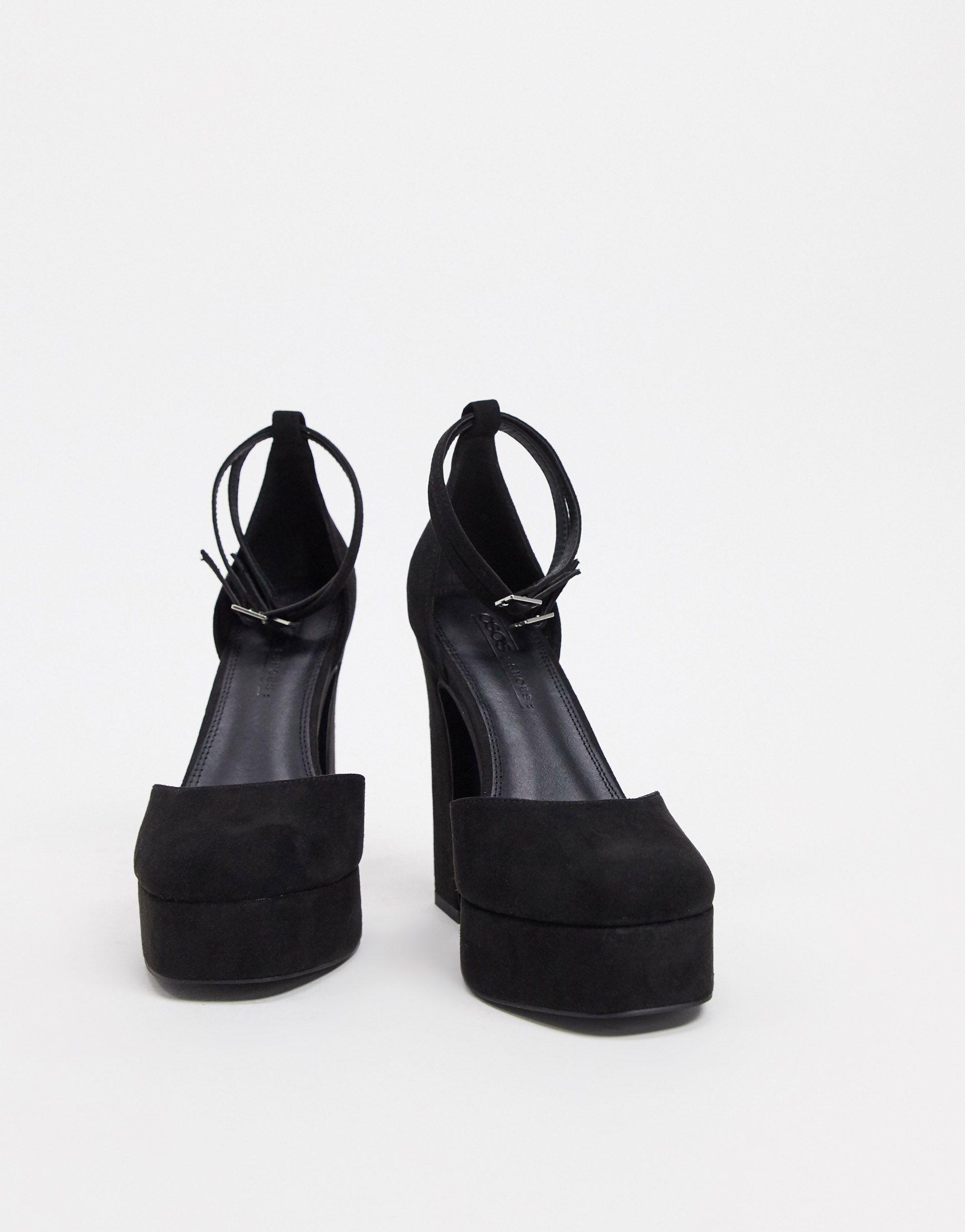 ASOS Wide Fit Waterloo Platform Block Heels in Black - Lyst