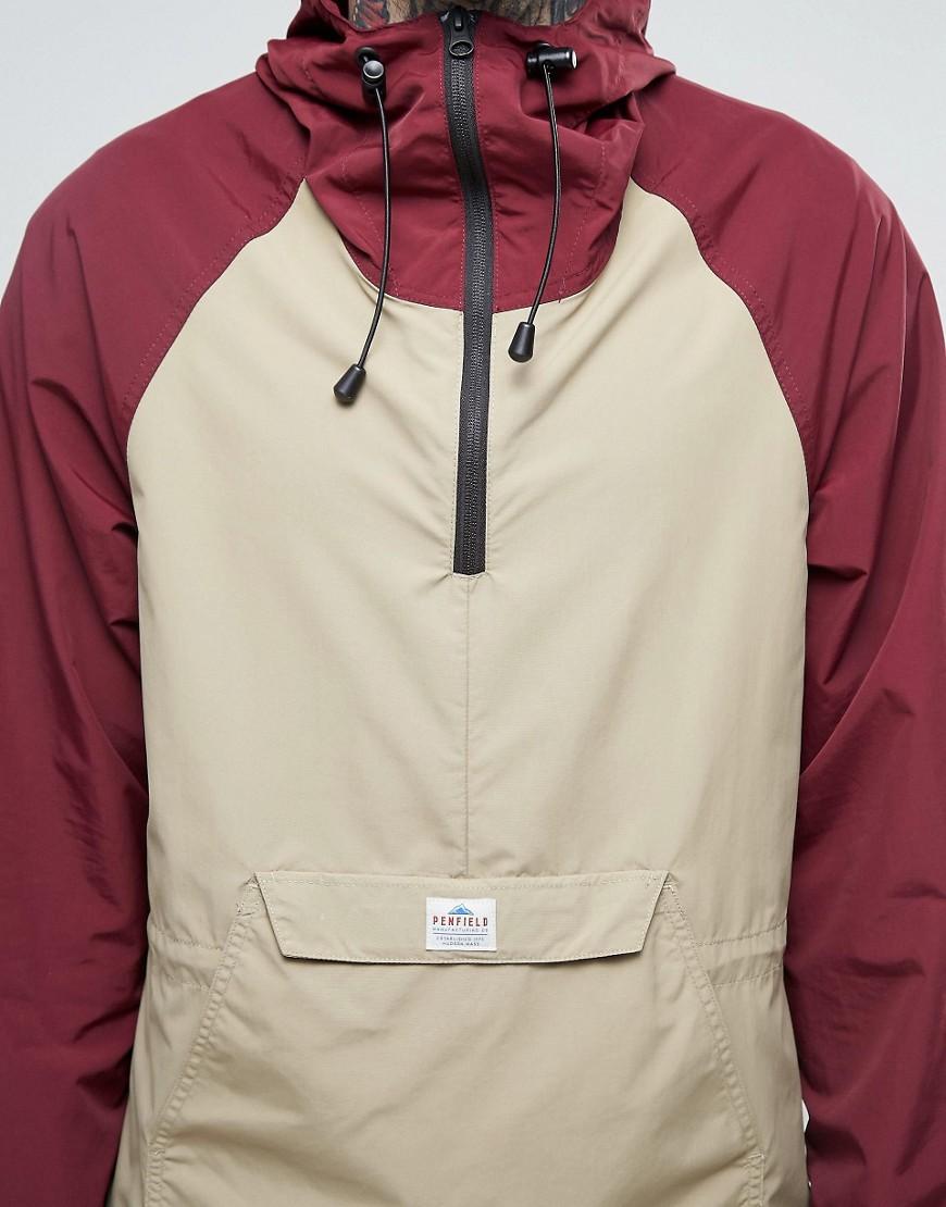 Penfield Pac Jac Overhead Jacket Two Tone Hooded In Burgundy/beige in ...