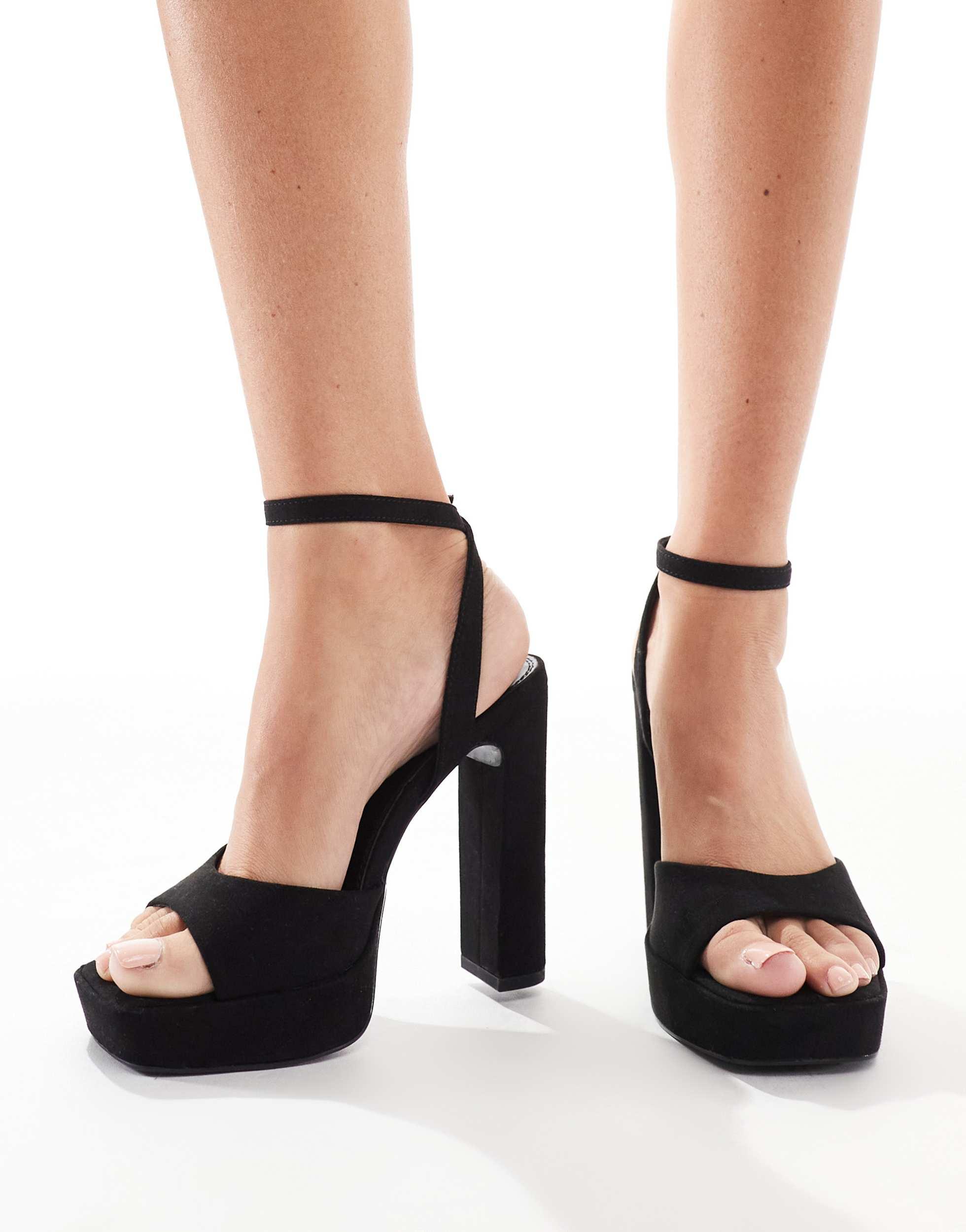 ASOS Naples Platform Barely There Block Heeled Sandals in Black | Lyst