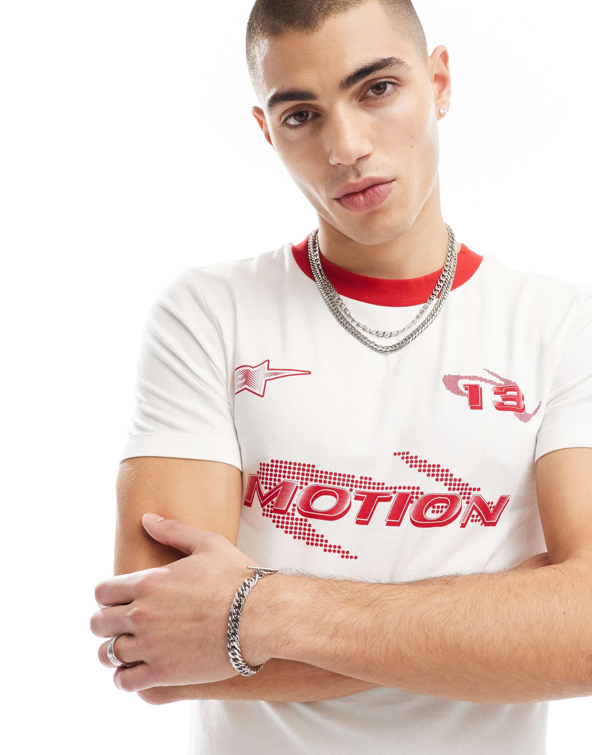 ASOS Muscle Fit Ringer T-shirt With Sports Front Print in White for Men ...