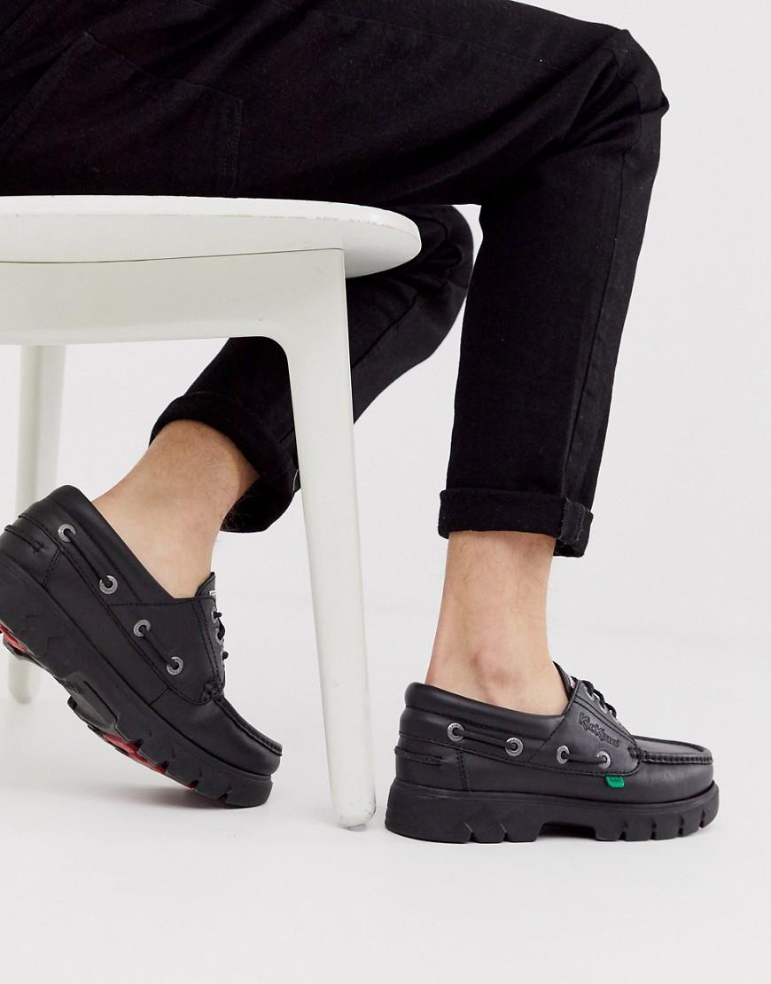 Kickers Lennon Boat Shoes In Black Leather in Black for Men - Lyst