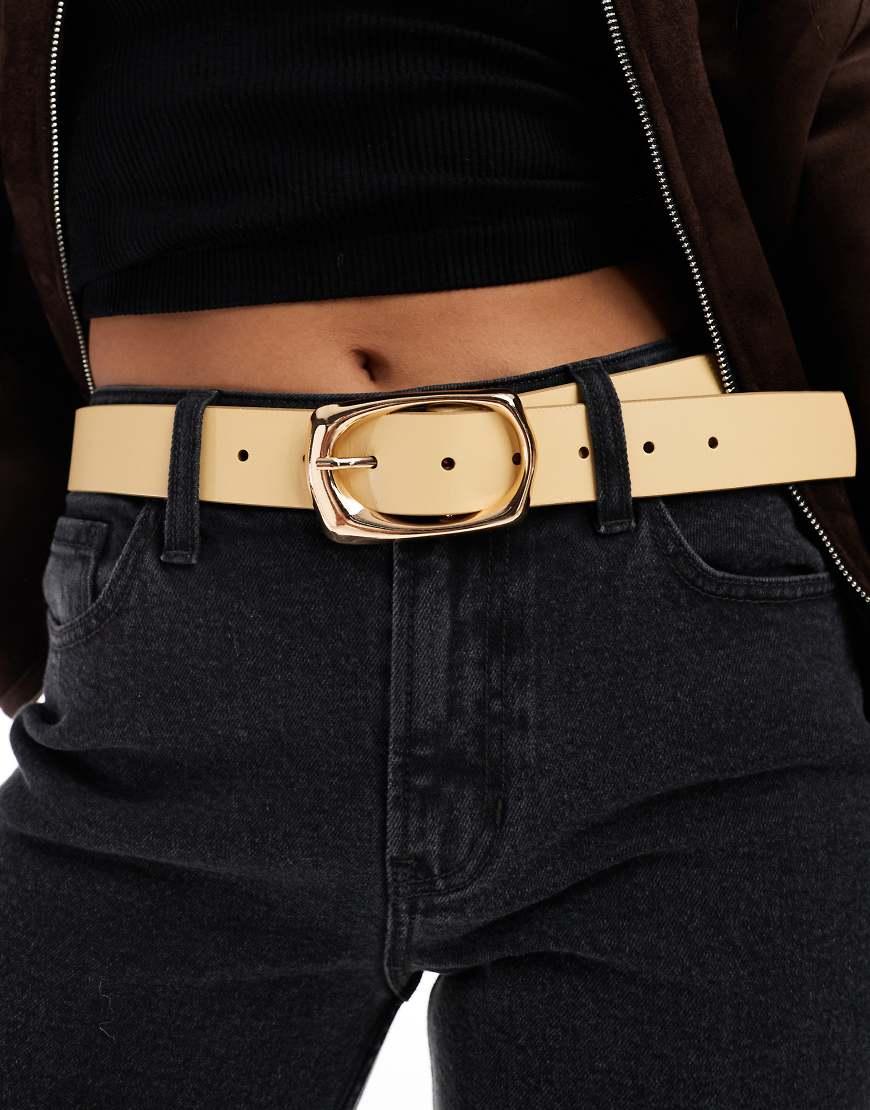 ASOS Leather Clean Buckle Waist And Hip Belt in Black | Lyst UK