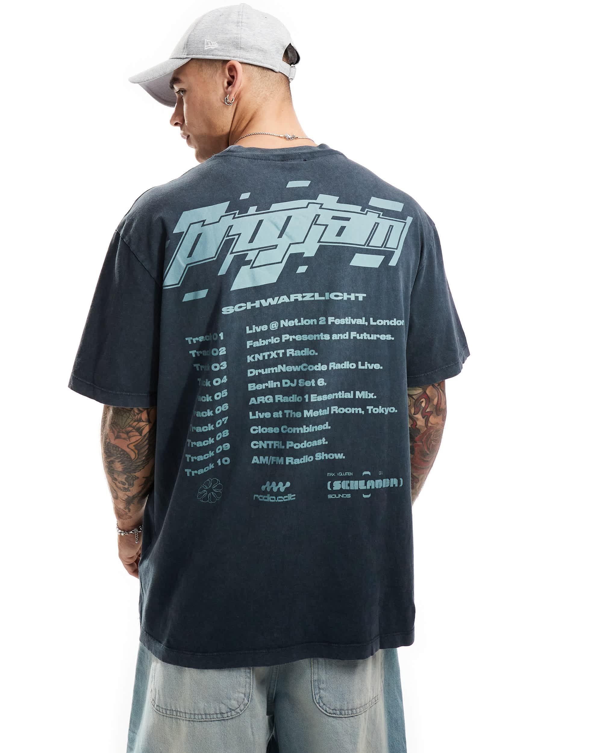 Bershka Chest Graphic Boxy Fit T-shirt in Blue for Men | Lyst