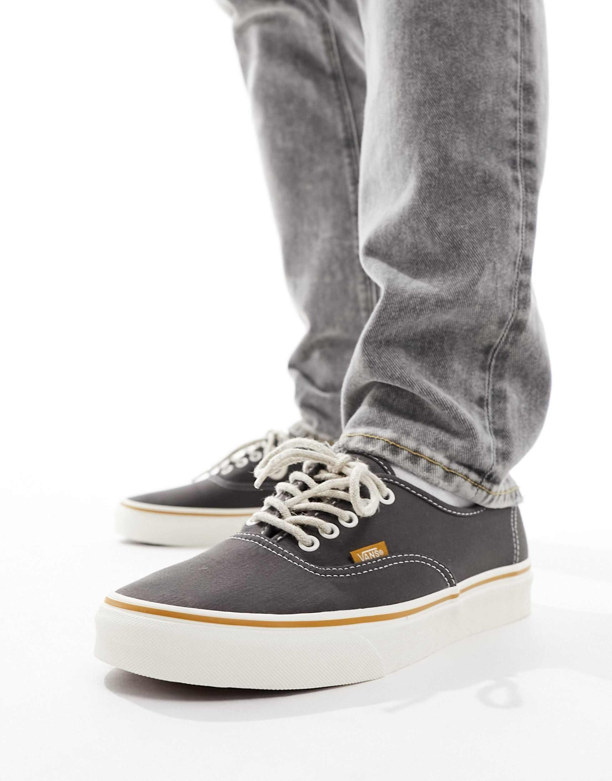 Vans Authentic Sneakers With Yellow Details in Gray | Lyst