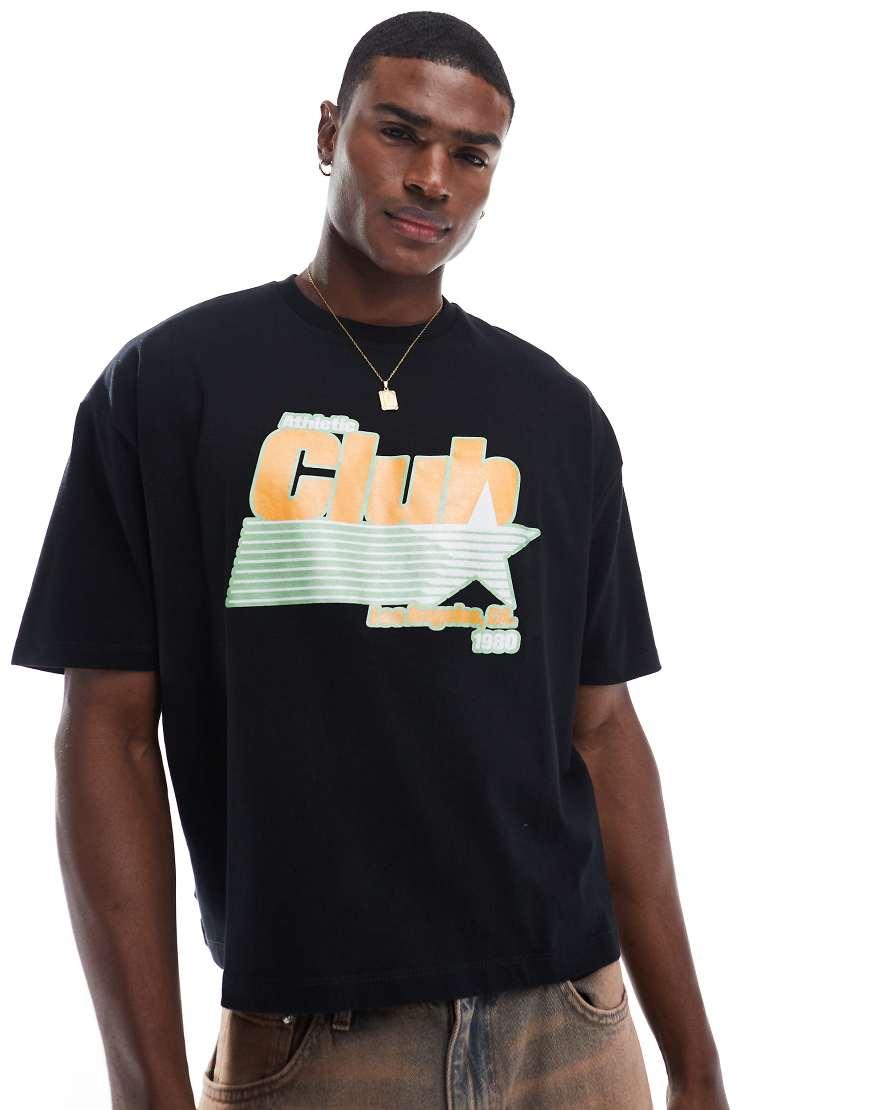 ASOS Boxy Oversized T-Shirt With Glitter Sports Graphic in Blue for Men | Lyst UK