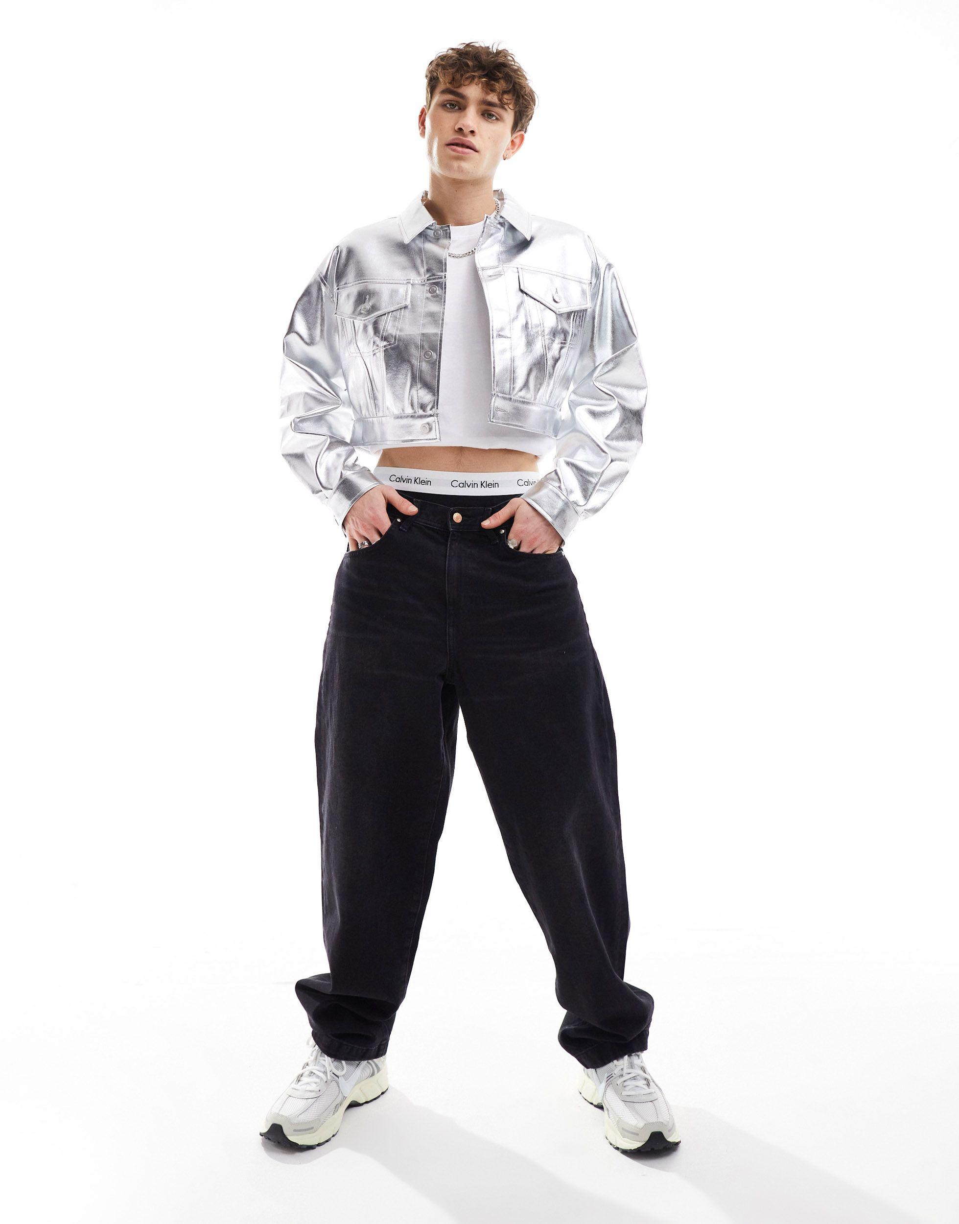 ASOS Cropped Trucker Jacket in Blue for Men | Lyst