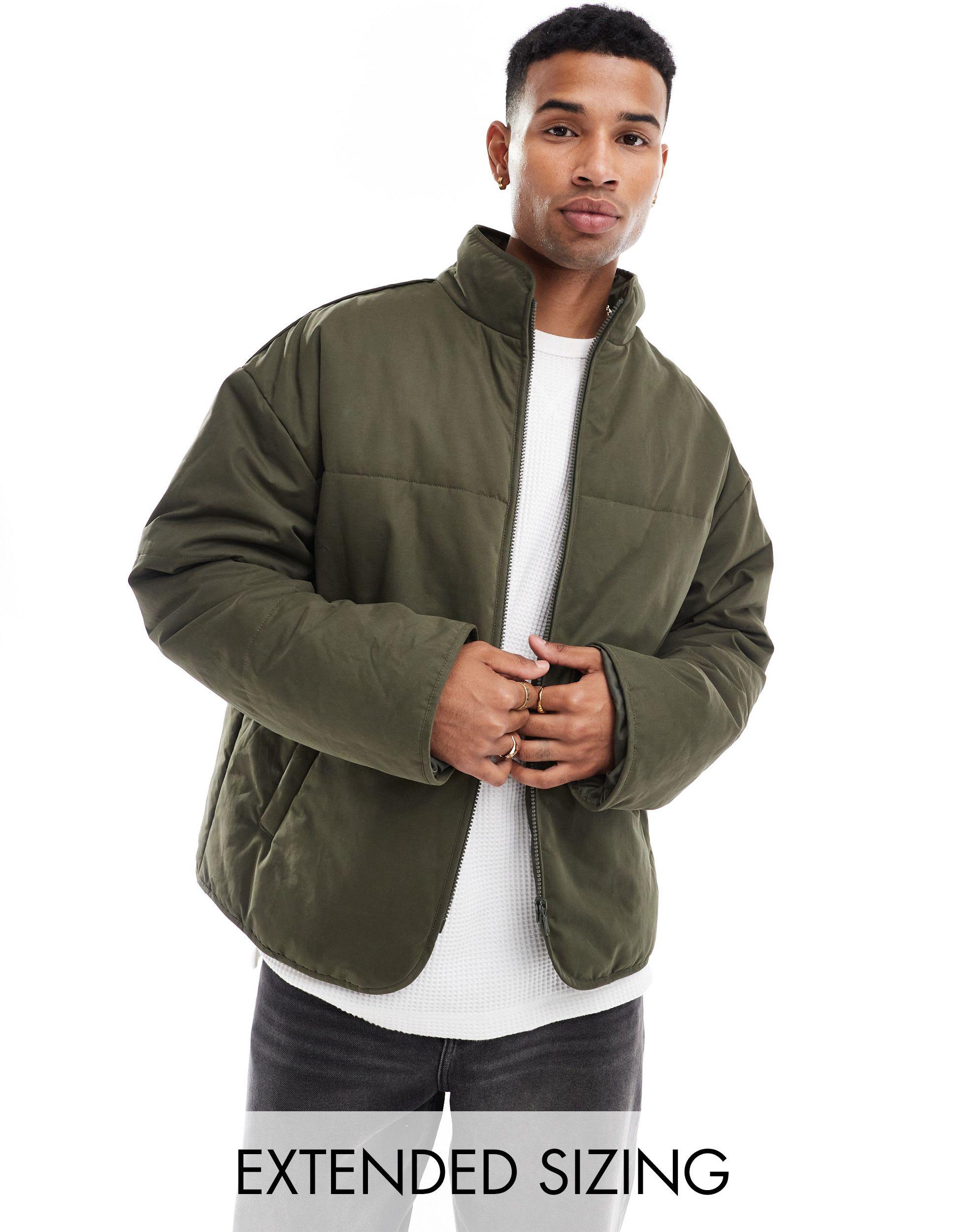 ASOS Oversized Puffer Jacket With Seam Detail in Green for Men | Lyst