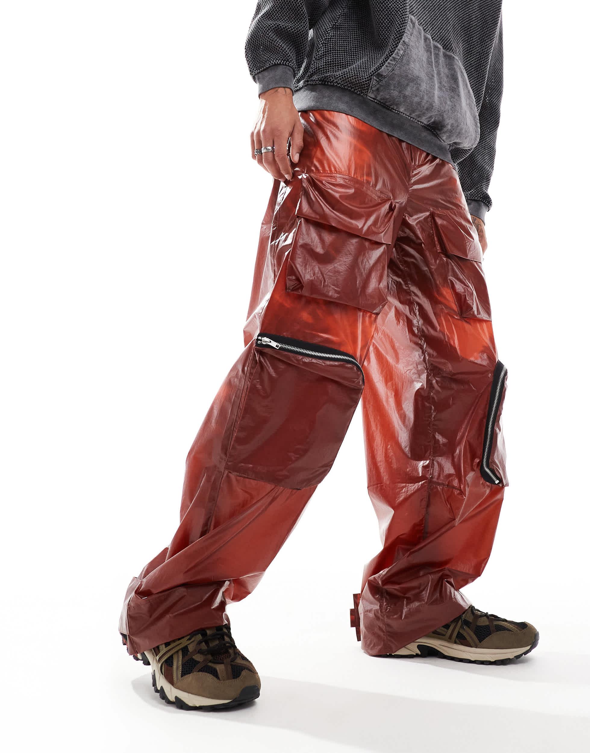 ASOS Heat Reactive Festival Cargo Pants in Red for Men | Lyst