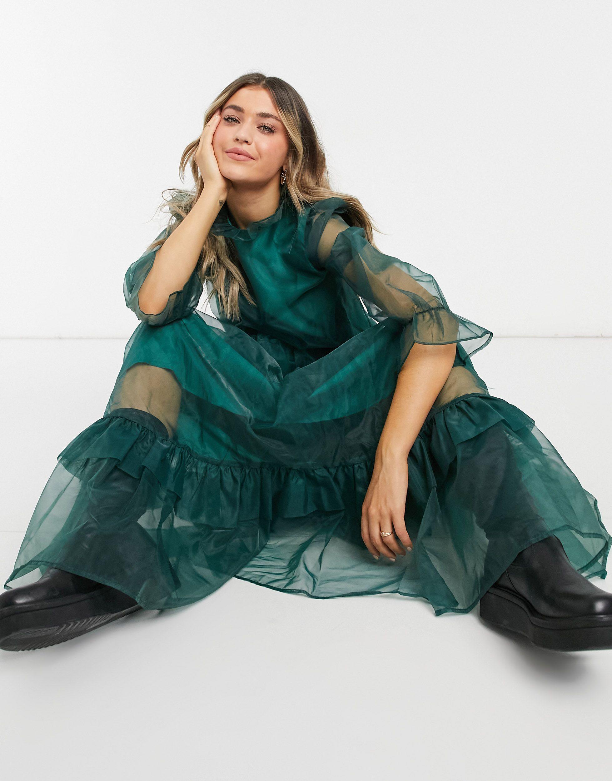 Sister Jane Organza Maxi Smock Dress in Green | Lyst