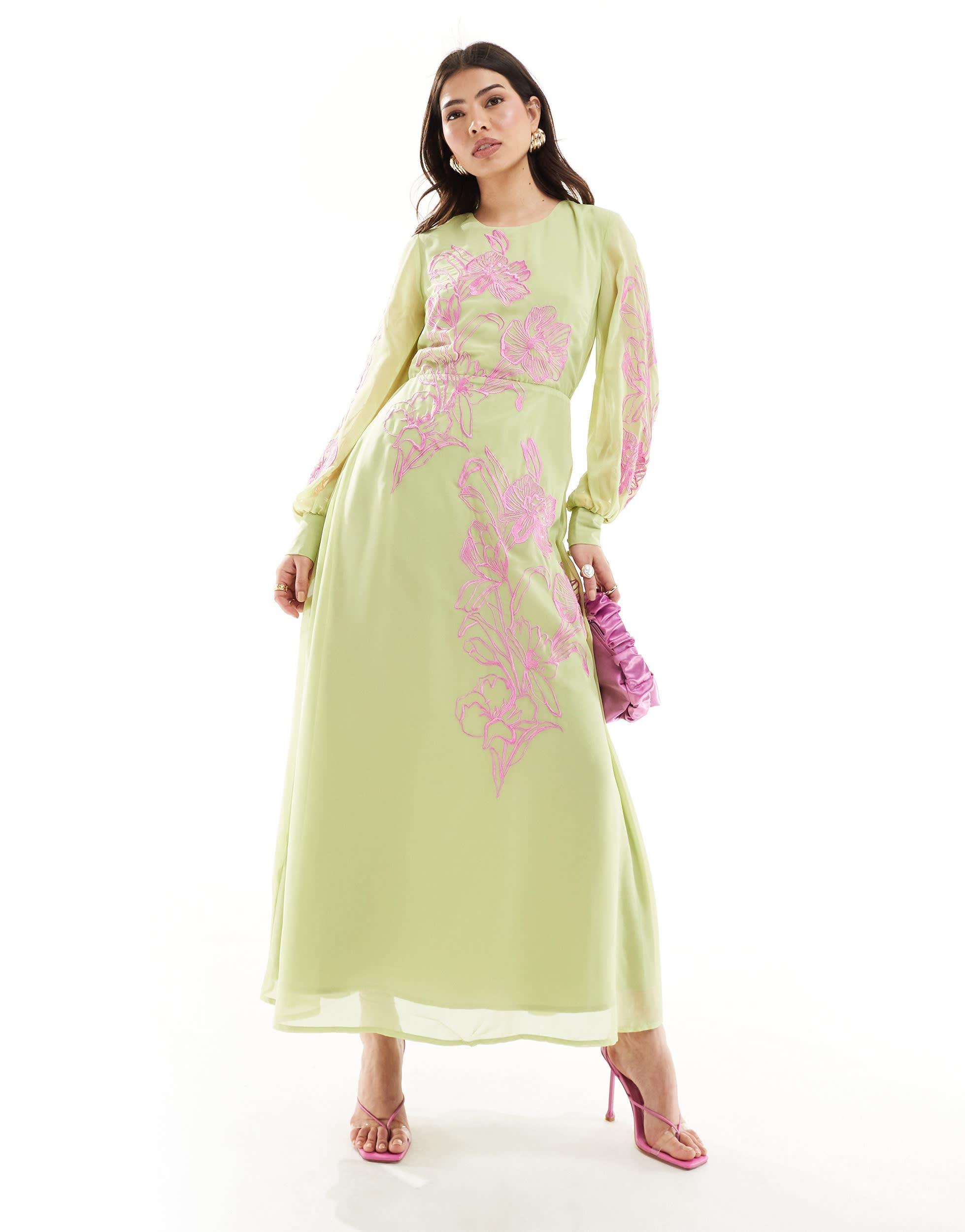 Hope & Ivy Premium Full Maxi Dress in Green | Lyst