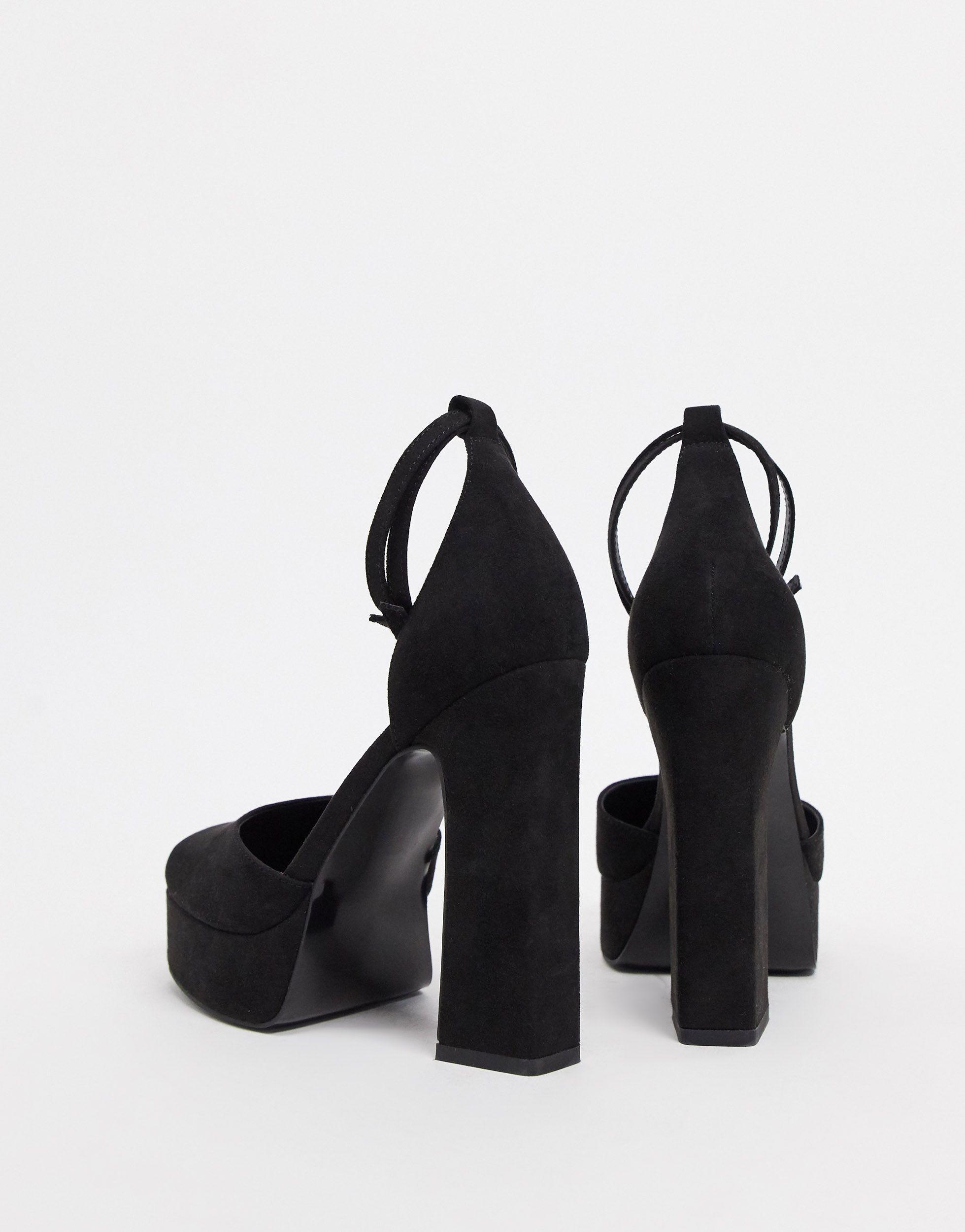 ASOS Wide Fit Waterloo Platform Block Heels in Black - Lyst