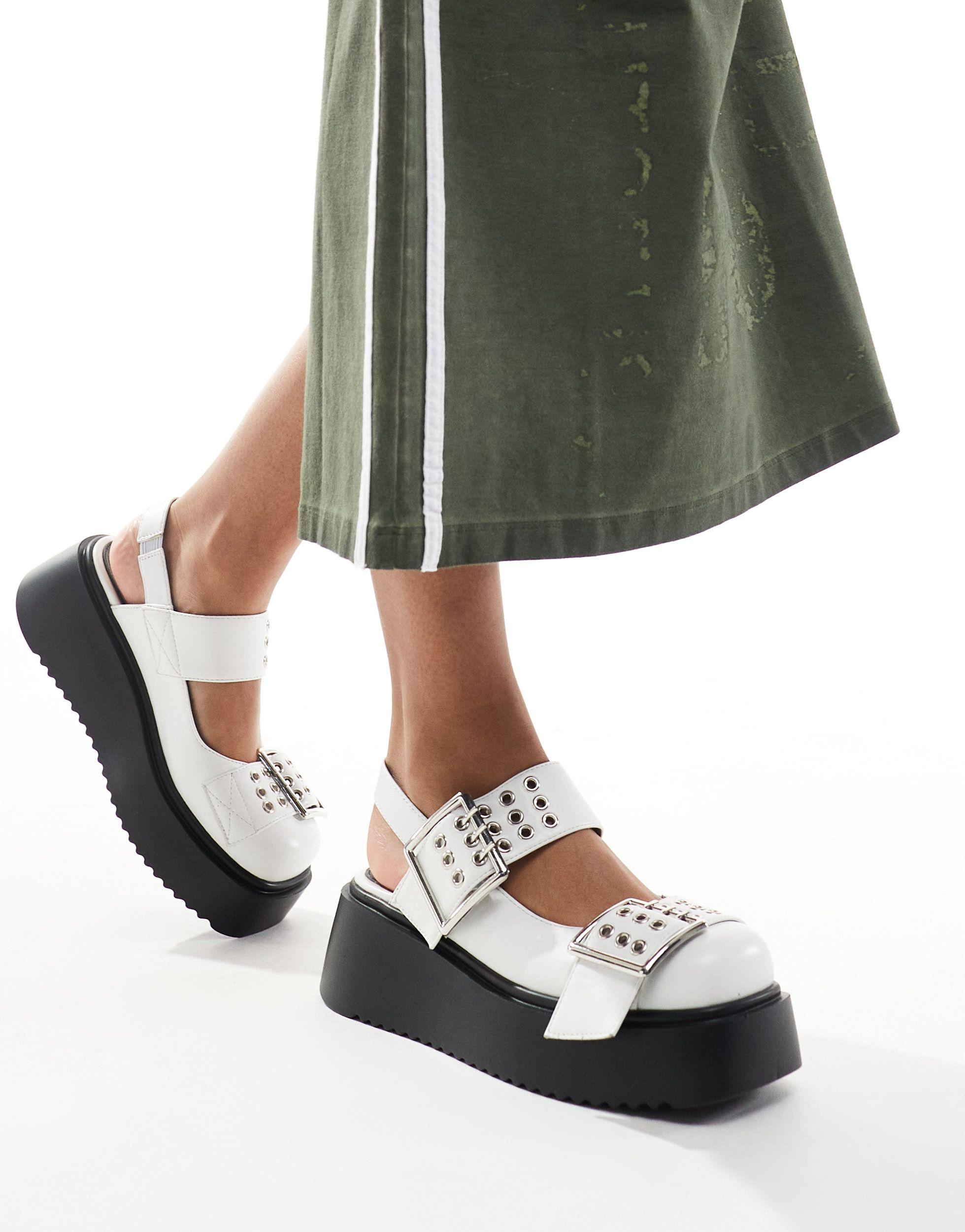LAMODA On Your Side Flatform Mary Jane Shoes in Green | Lyst UK