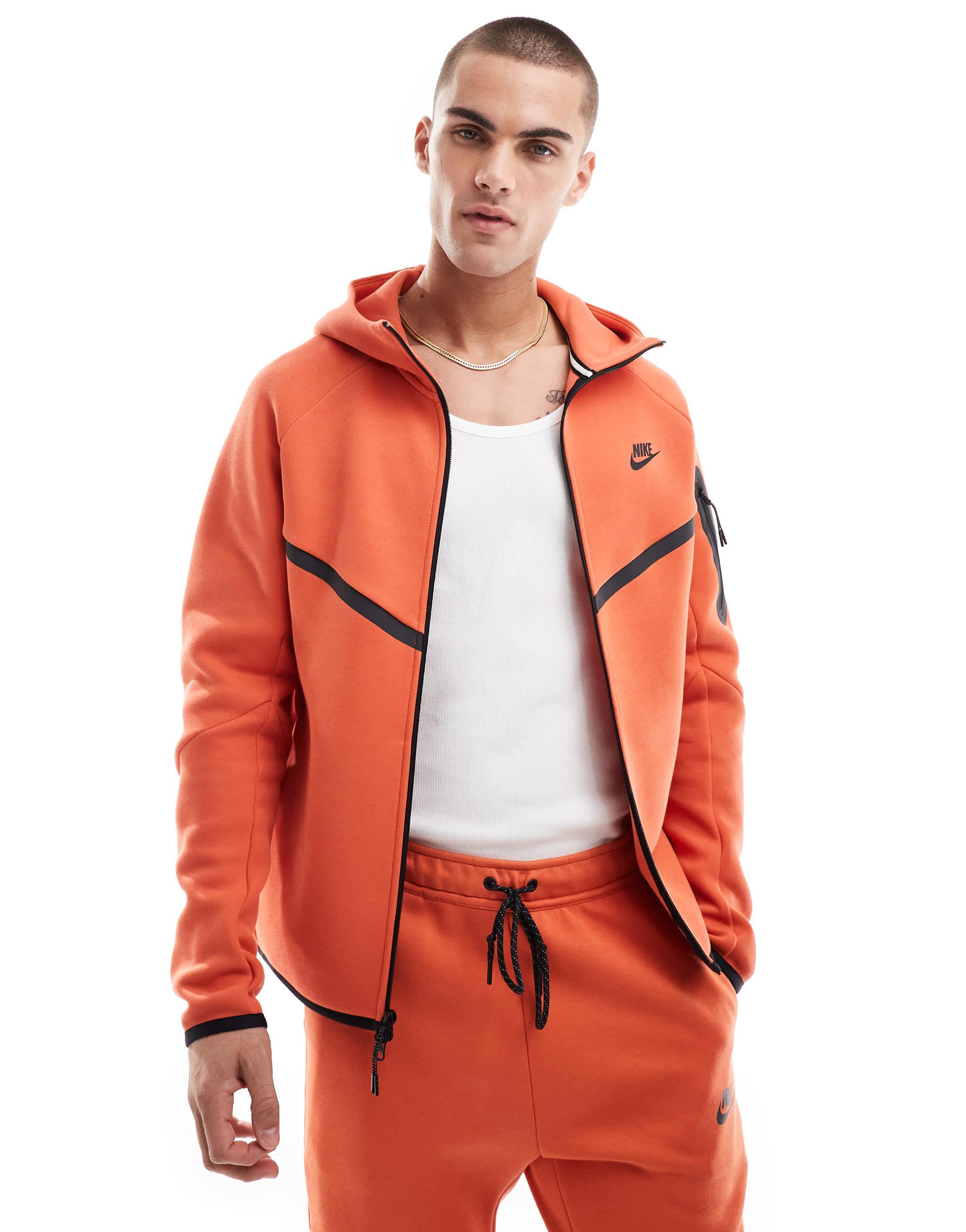 Nike Tech Fleece Full Zip Hoodie in Red for Men | Lyst