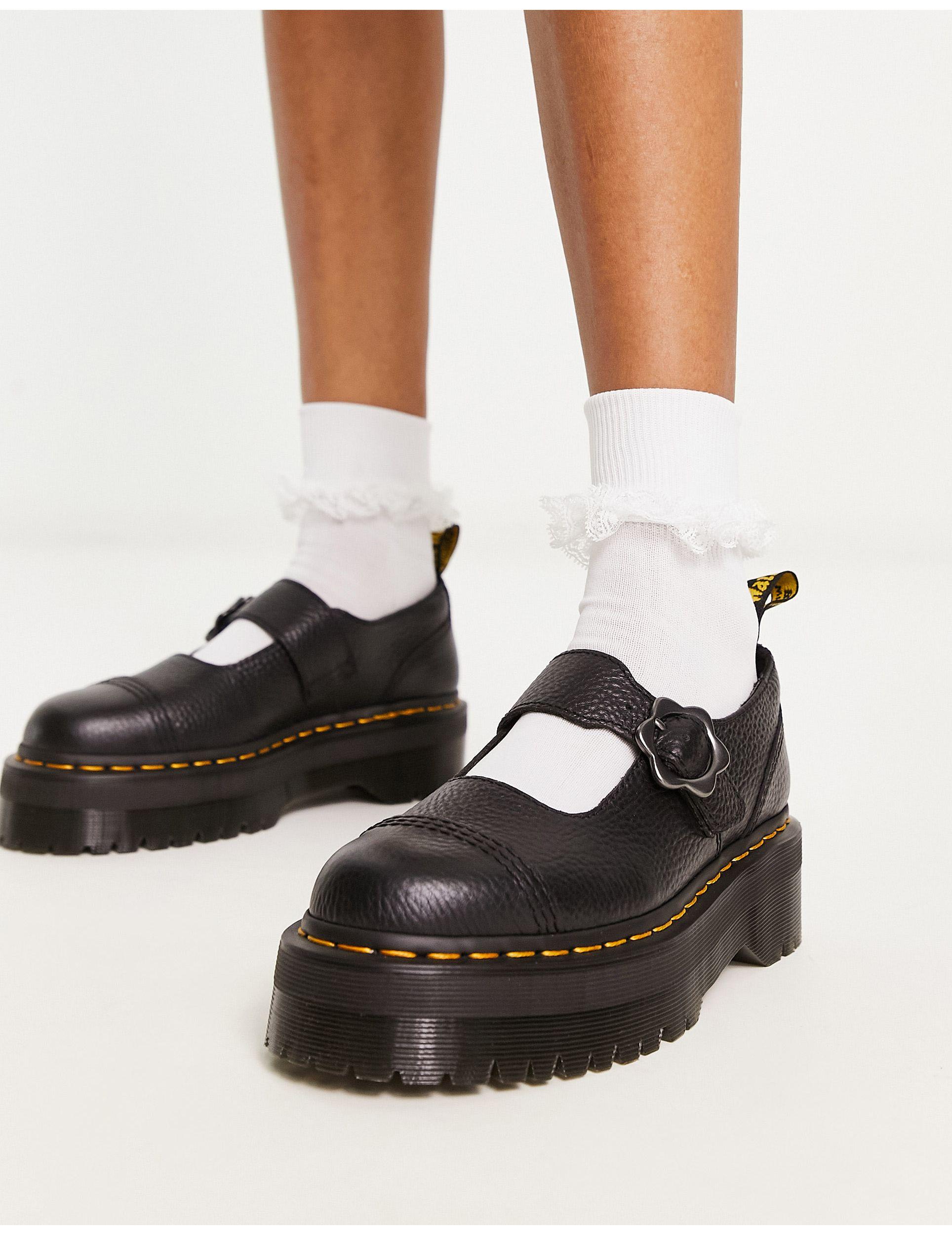 Dr. Martens Addina Flower Mary Jane Shoes in Black | Lyst Australia