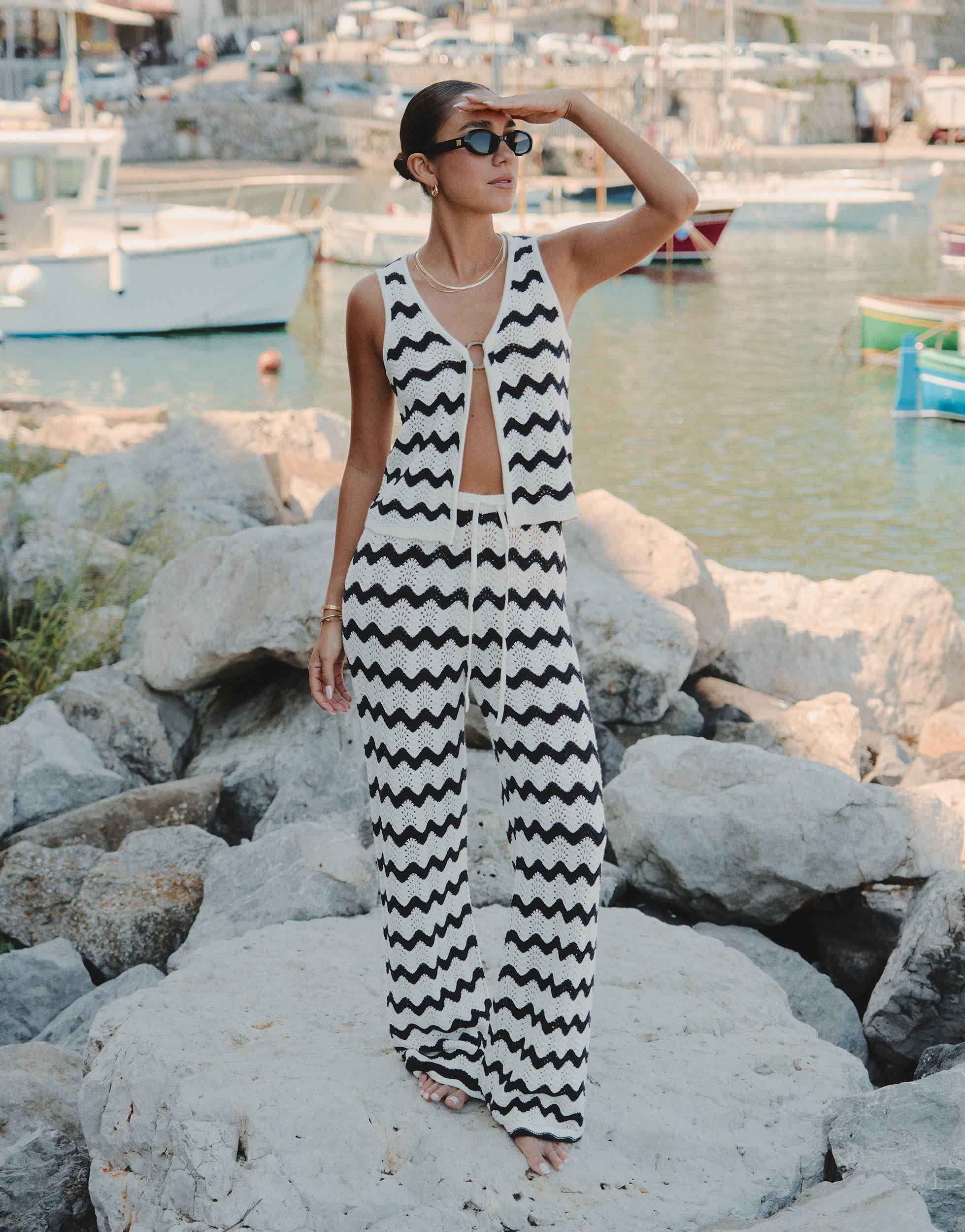 4th & Reckless X Luana Barron Ana Wave Crochet Beach Trouser Co-Ord in ...