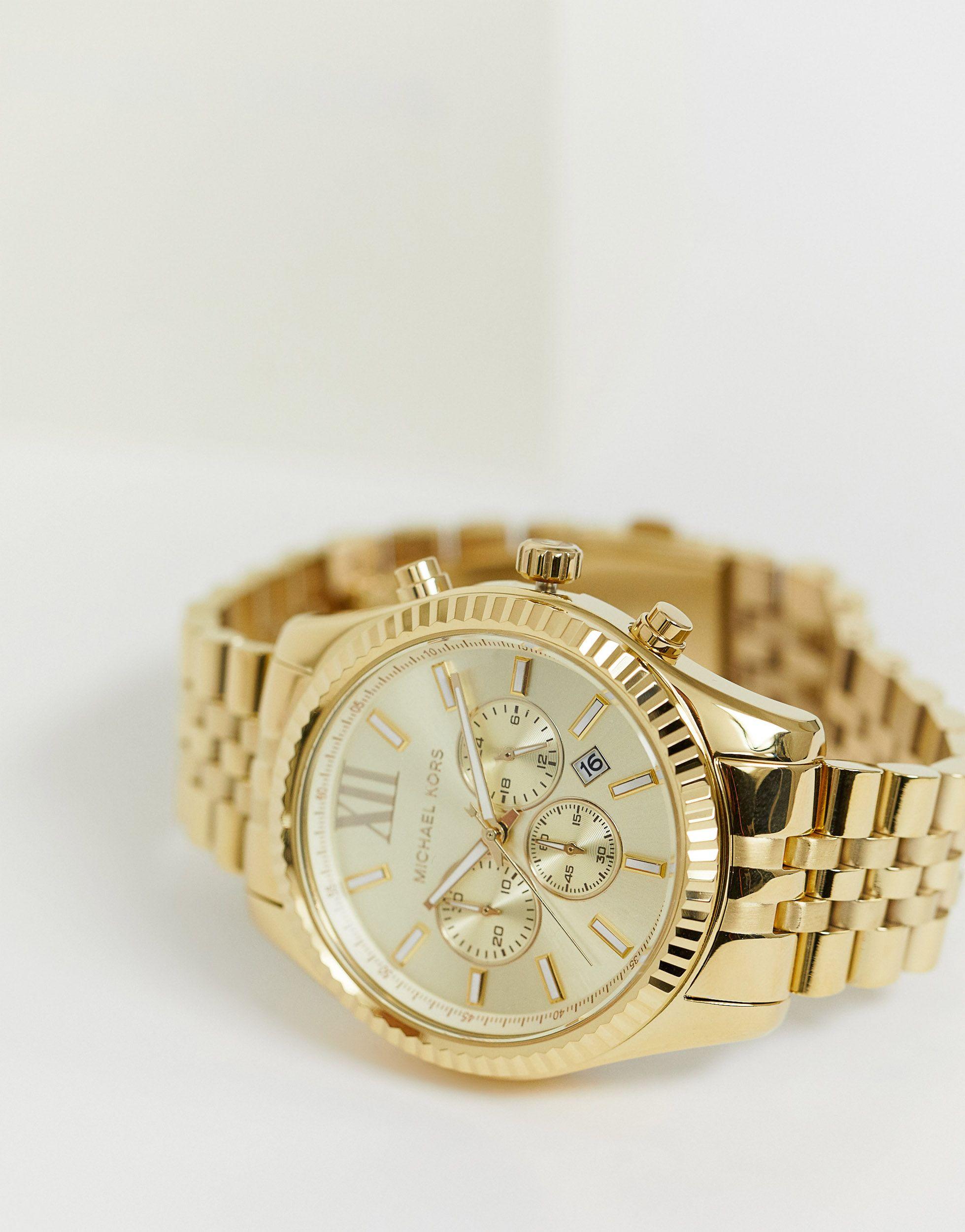 Michael Kors Mk8281 Lexington Gold Chronograph Watch in Metallic - Lyst