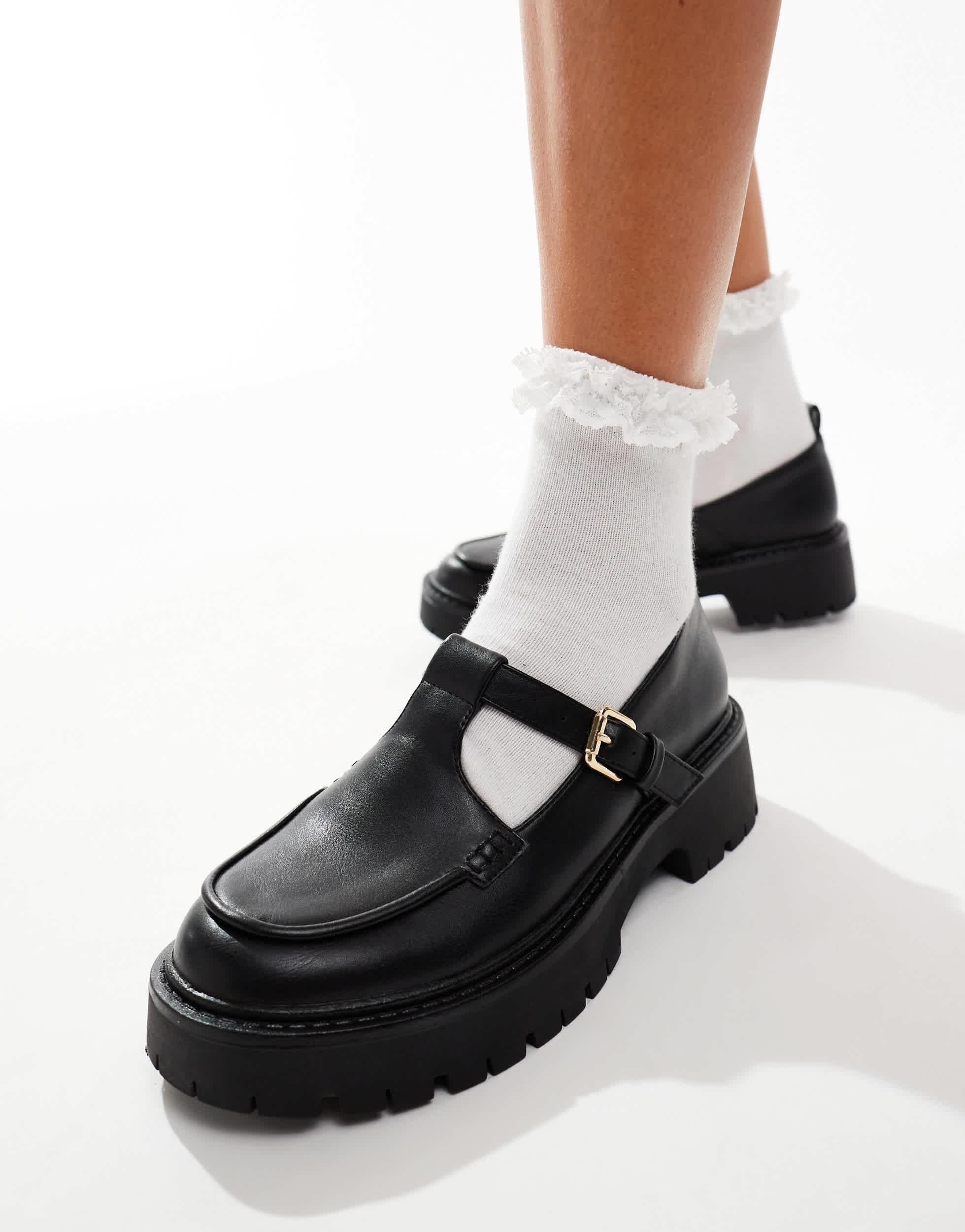 London Rebel Tilly Chunky Mary Jane in Black | Lyst