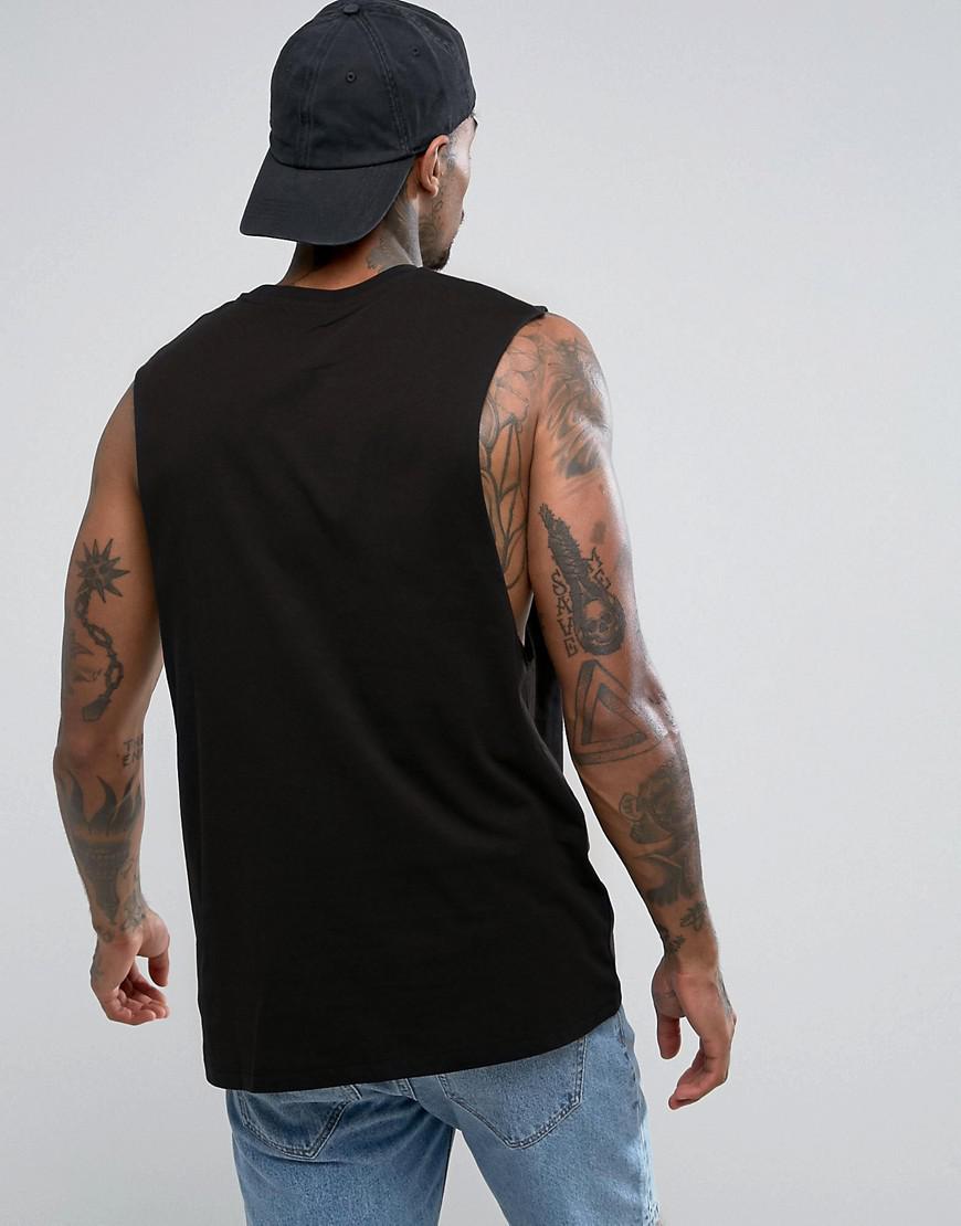 Asos Cotton Metallica Sleeveless Band T Shirt With Reload Print And