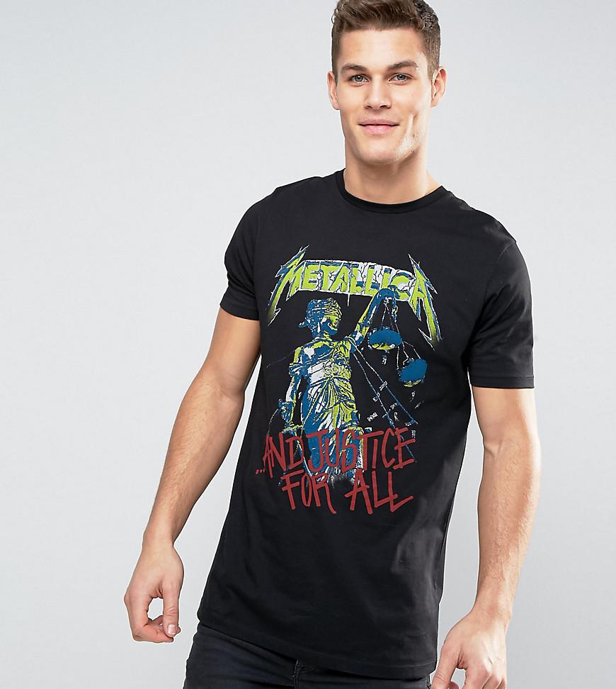 Asos Tall Metallica Longline Band T Shirt With Justice For All Faded