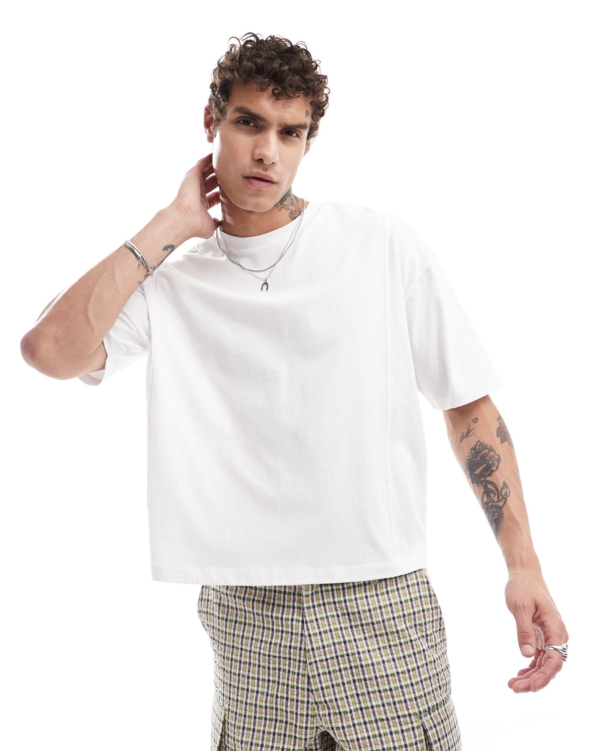 ASOS Oversized Boxy T-shirt With Seam Details in White for Men | Lyst
