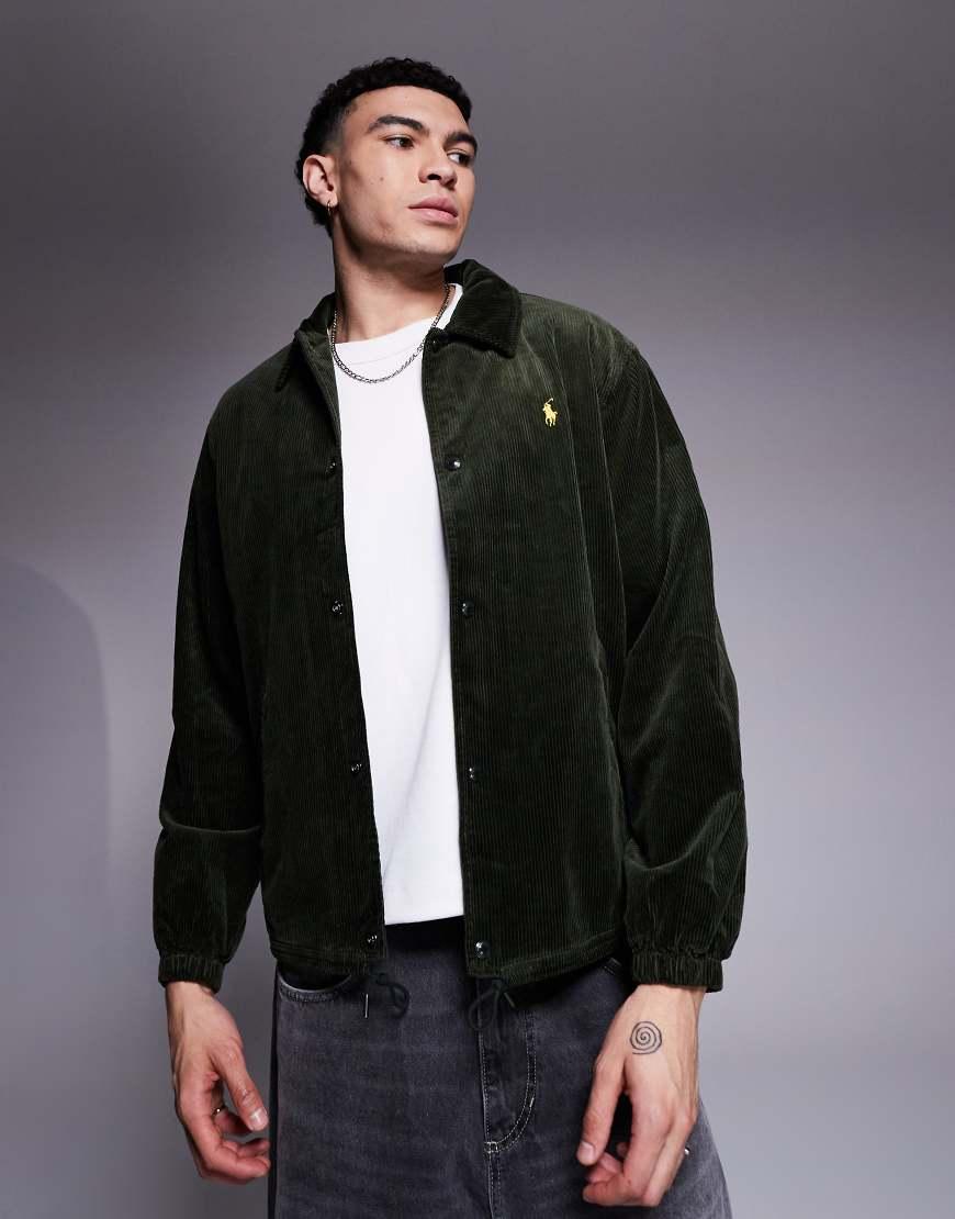 Polo Ralph Lauren Icon Logo Lined Cord Coach Jacket in Grey for Men ...