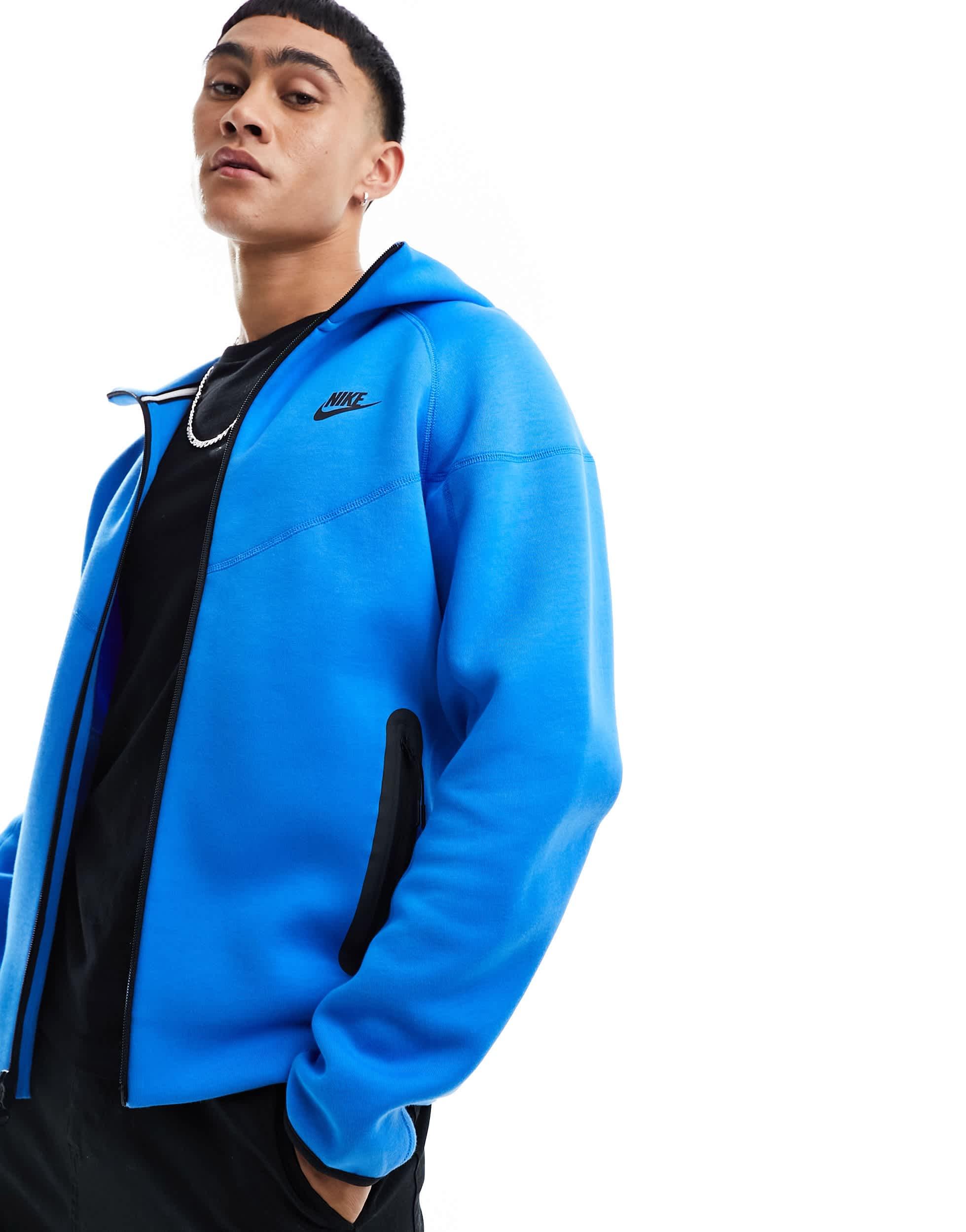 Nike Tech Fleece Zip Thru Hoodie in Blue for Men | Lyst