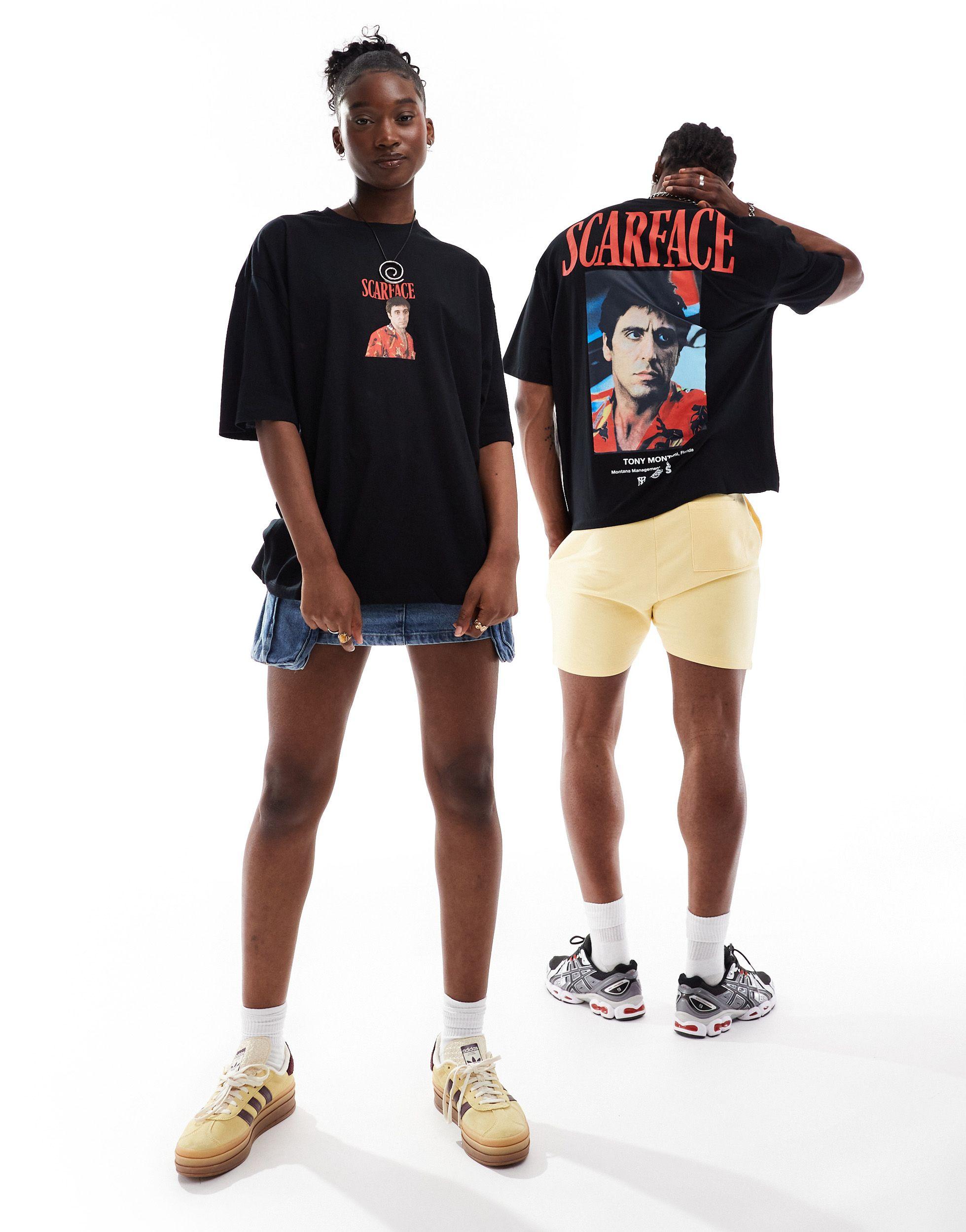 ASOS Unisex Oversized T-shirt With Scarface Graphic Prints in Black | Lyst