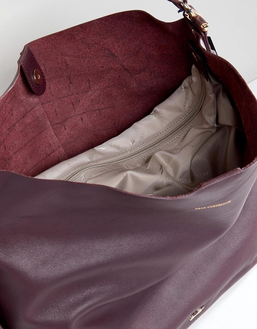 Paul Costelloe Real Leather Slouchy Shoulder Bag In Red - Lyst