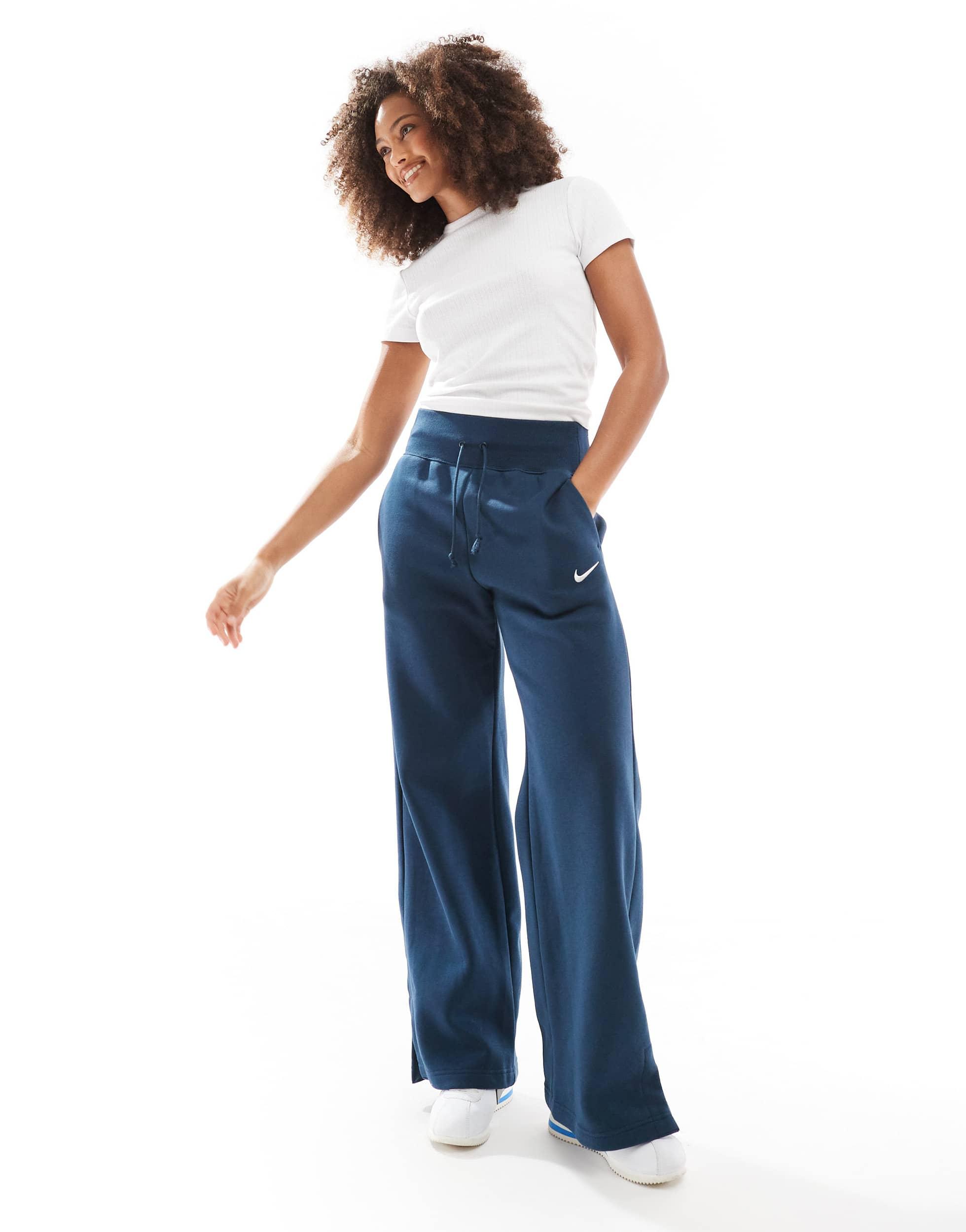 Nike Phoenix Fleece High Rise Wide Leg Sweatpants in Blue | Lyst