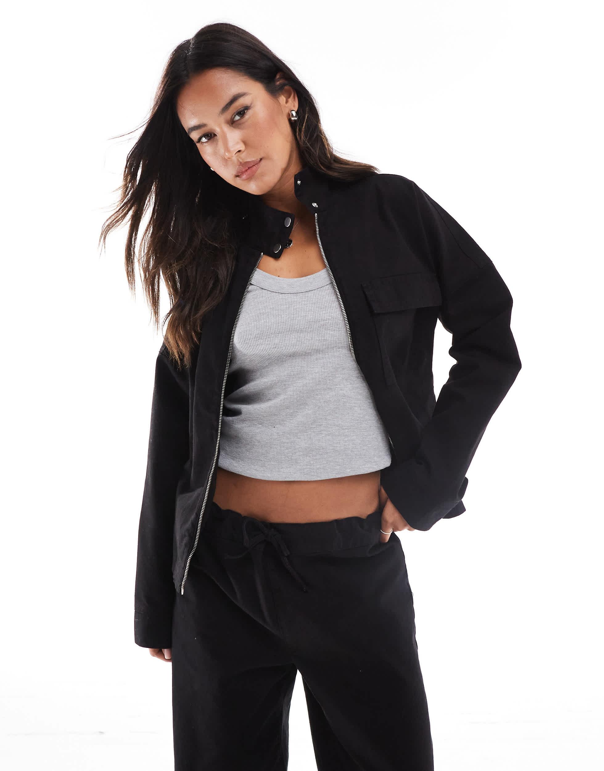 ASOS Funnel Neck Jacket in Black | Lyst