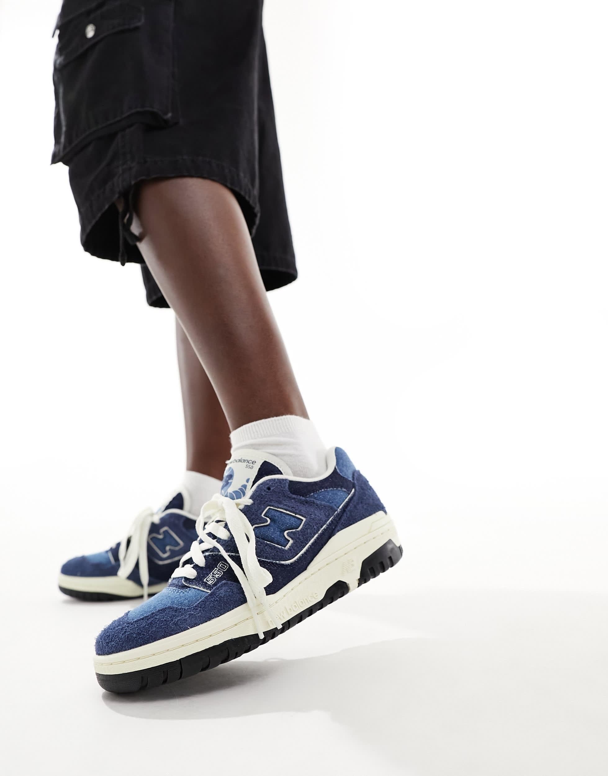 New Balance 550 Rubber Sole Sneakers in Black | Lyst