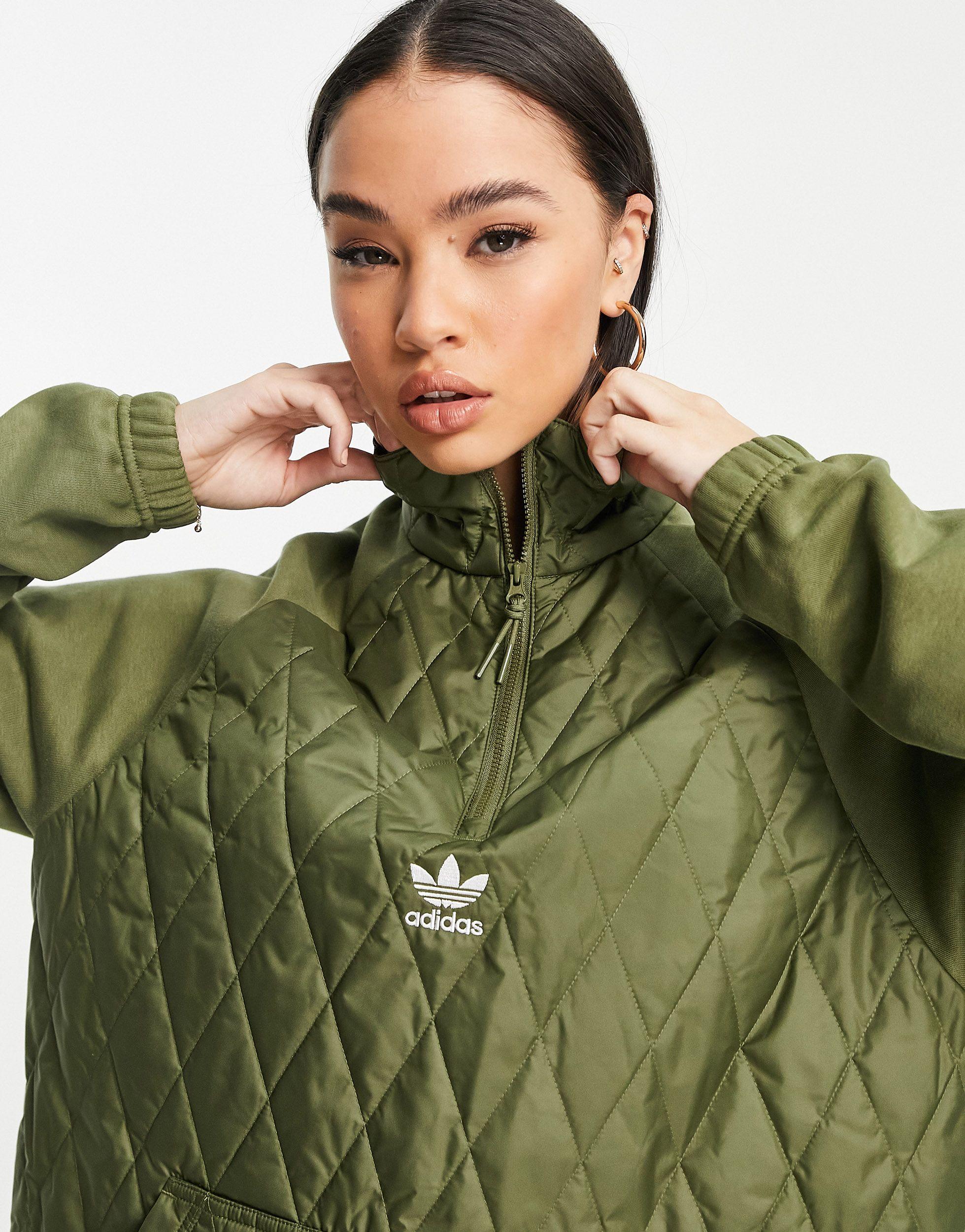 Adidas Originals Half Zip Quilted Boyfriend Track Top In, 56% OFF