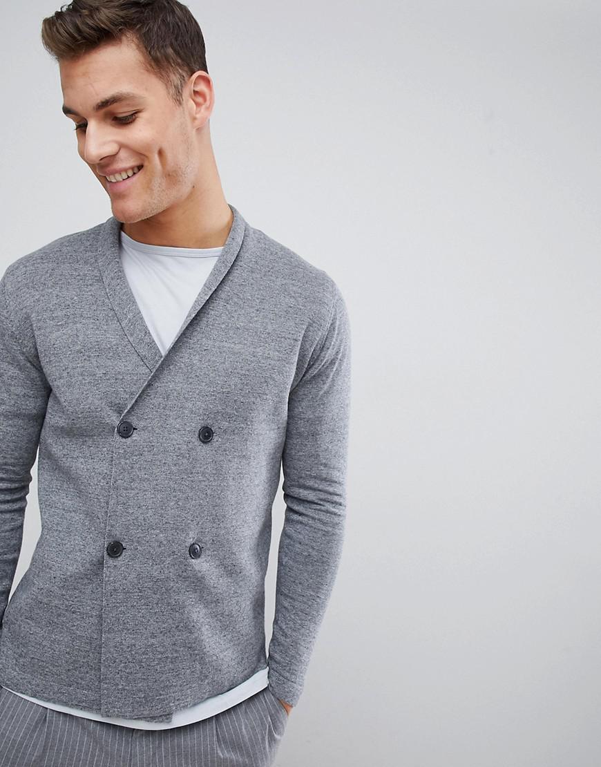 SELECTED Double Breasted Cardigan in Gray for Men - Lyst