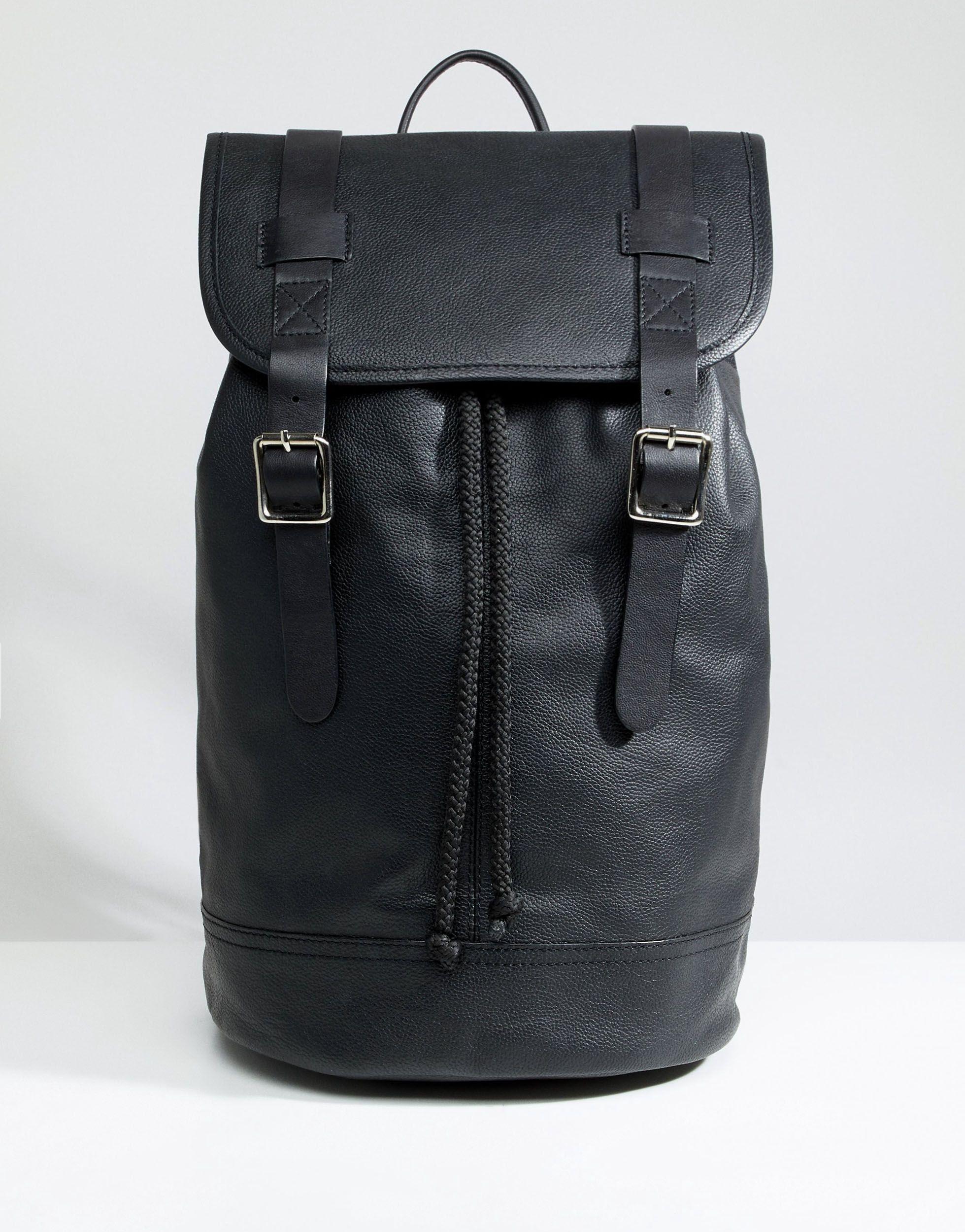 Sac à dos en cuir avec bretelles doubles ASOS pour homme en coloris ...