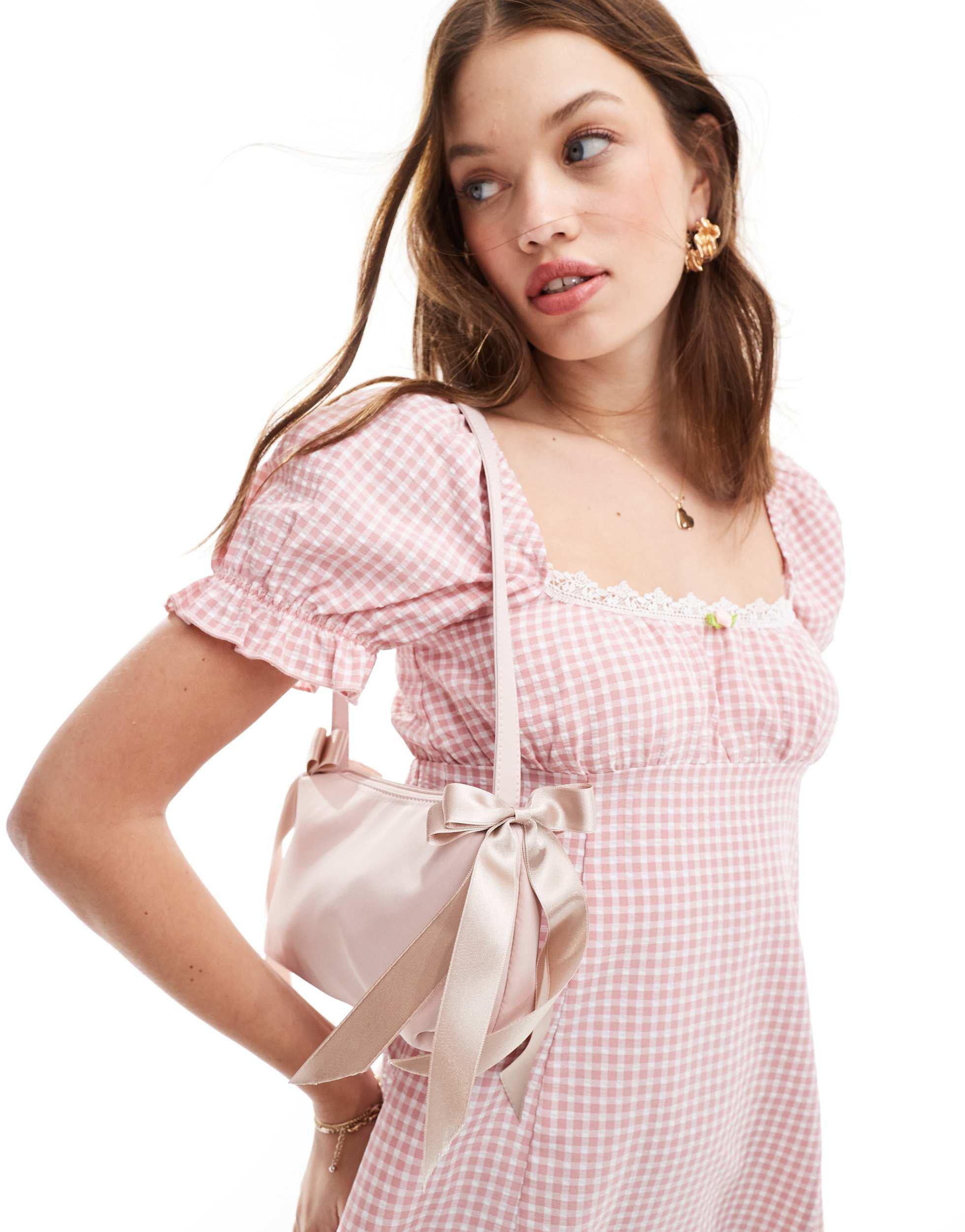 ASOS Double Bow Shoulder Bag in Pink | Lyst