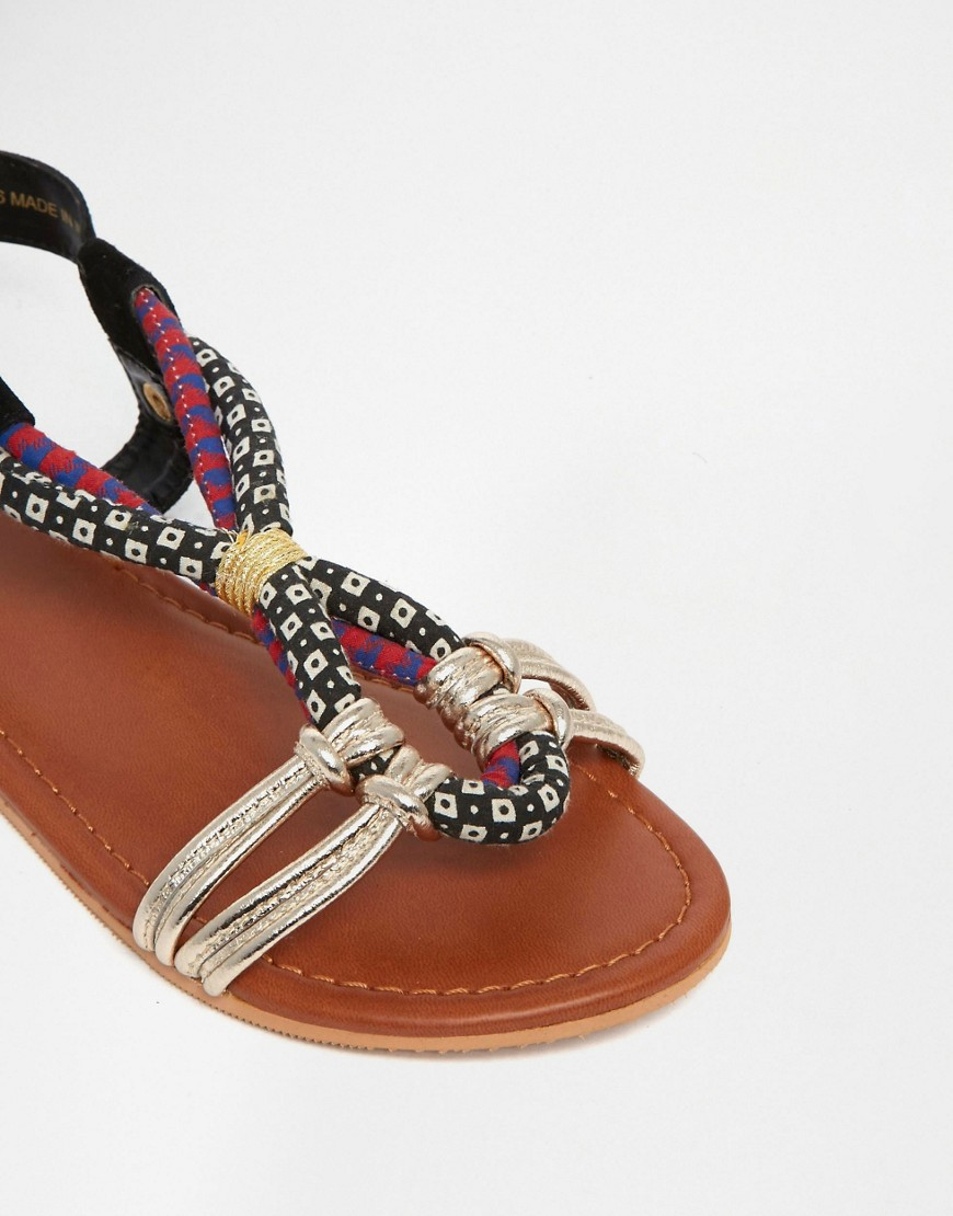 ASOS Fuse Leather Flat Sandals - Pewter Metallic - Lyst