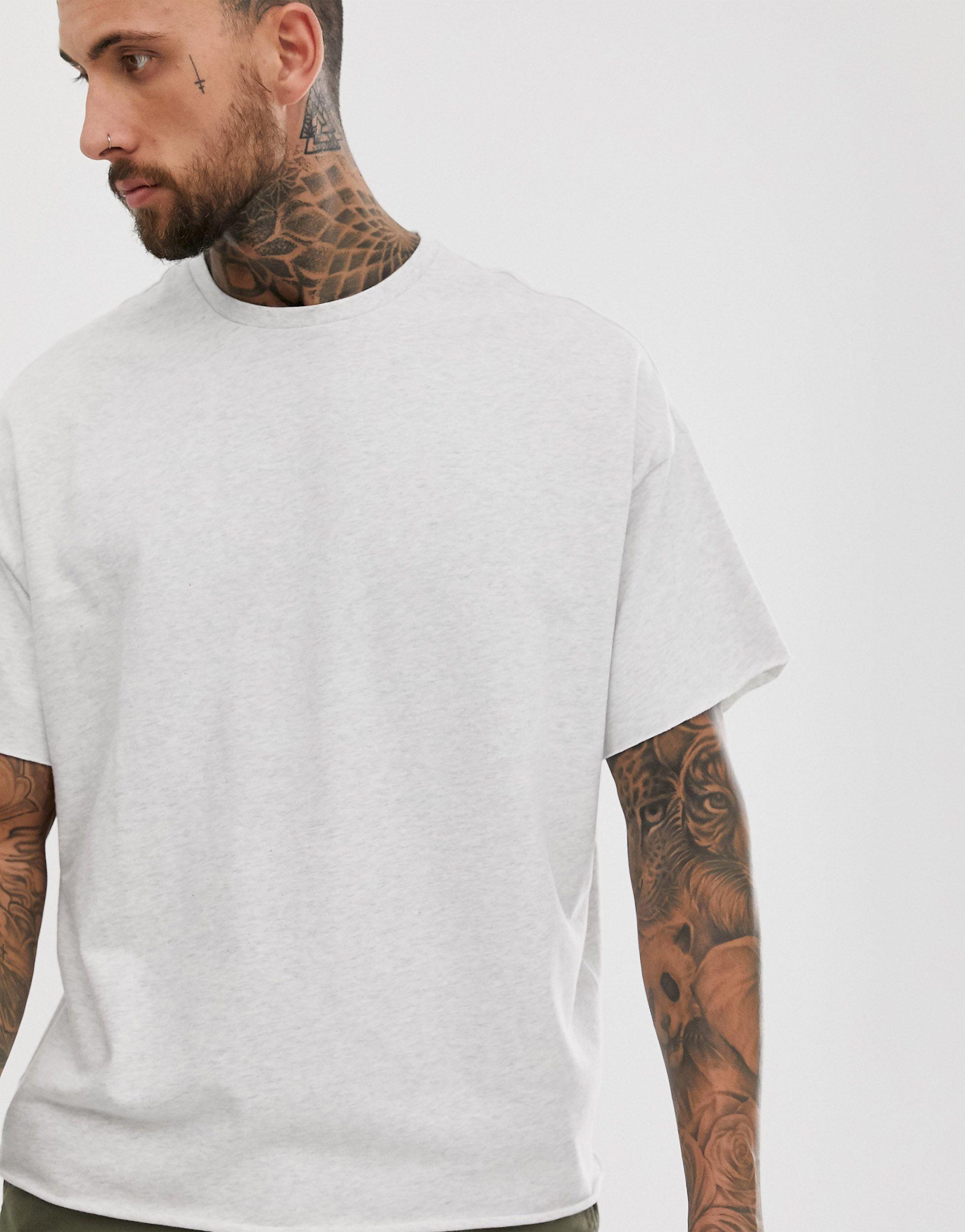 Asos Cotton Heavyweight Oversized Fit T Shirt With Crew Neck And Raw