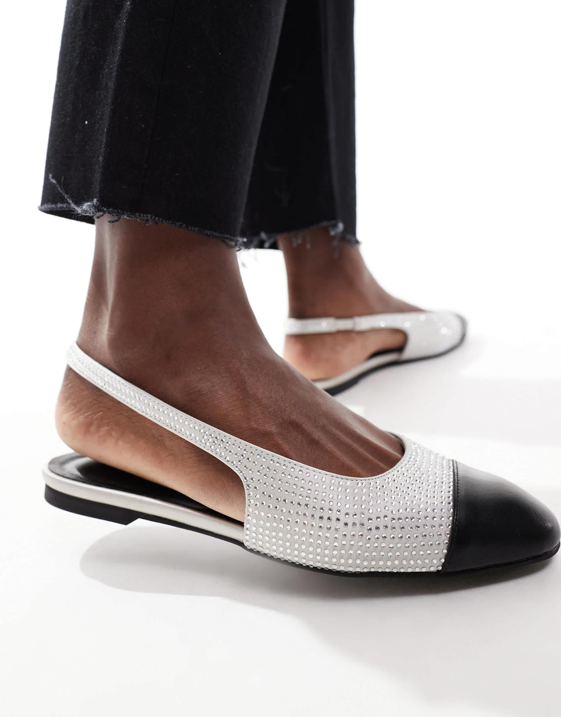 London Rebel Bella Sling Back Ballet in Black | Lyst