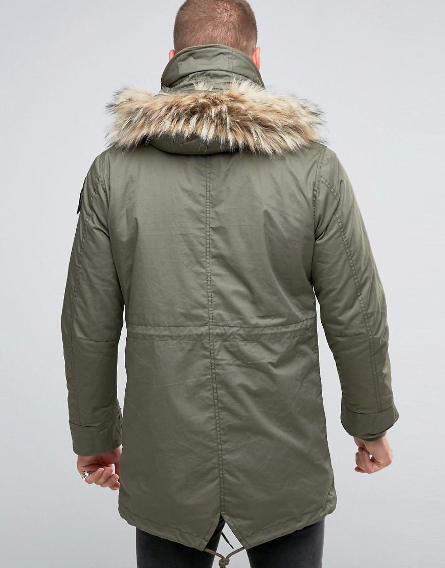 Schott Nyc Cotton M51 Fishtail Parka Fleece Lined Hood With Detachable ...