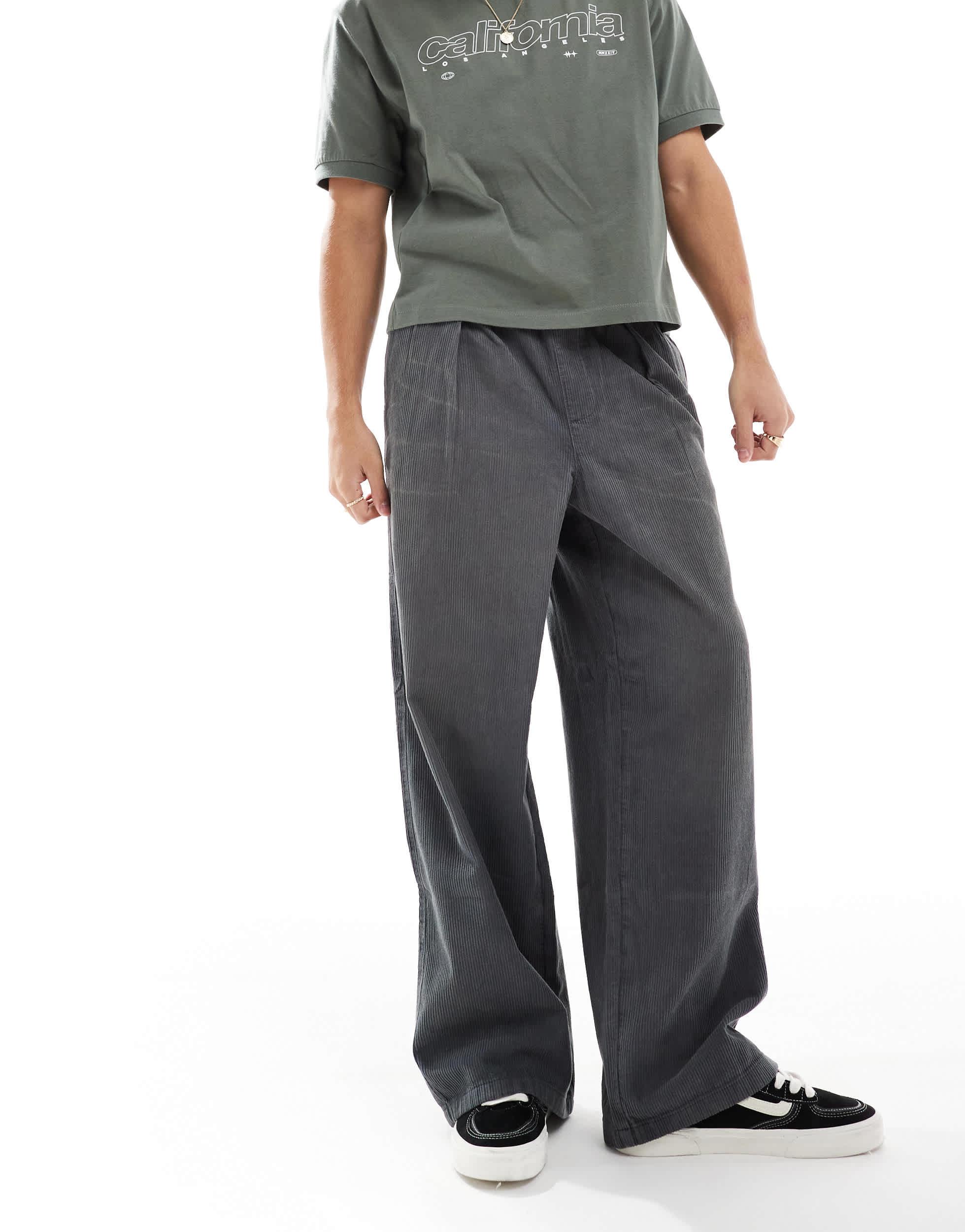 ASOS Super baggy Corduroy Pants in Gray for Men | Lyst