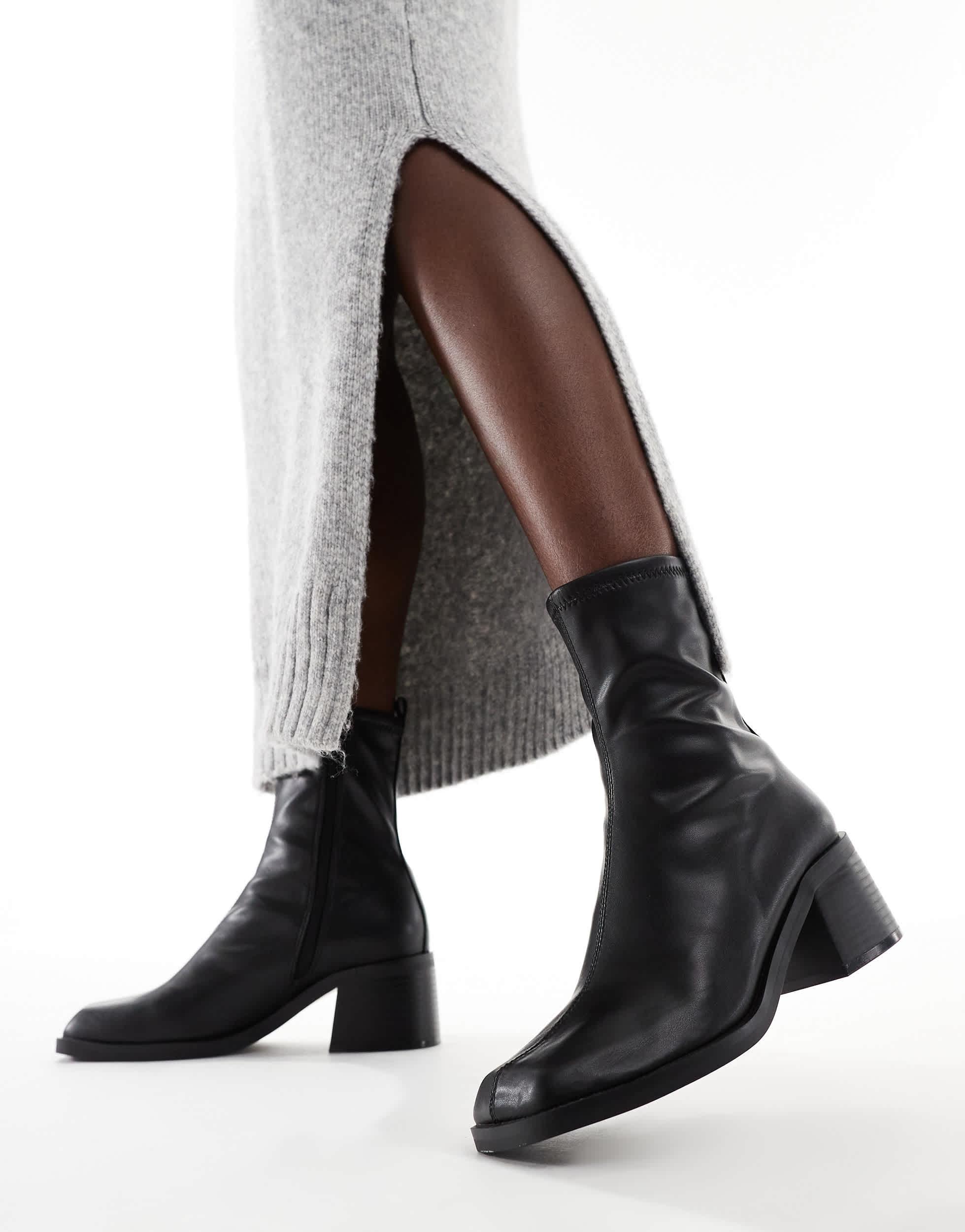 ASOS Ranger Smart Mid-heel Boots in Black | Lyst