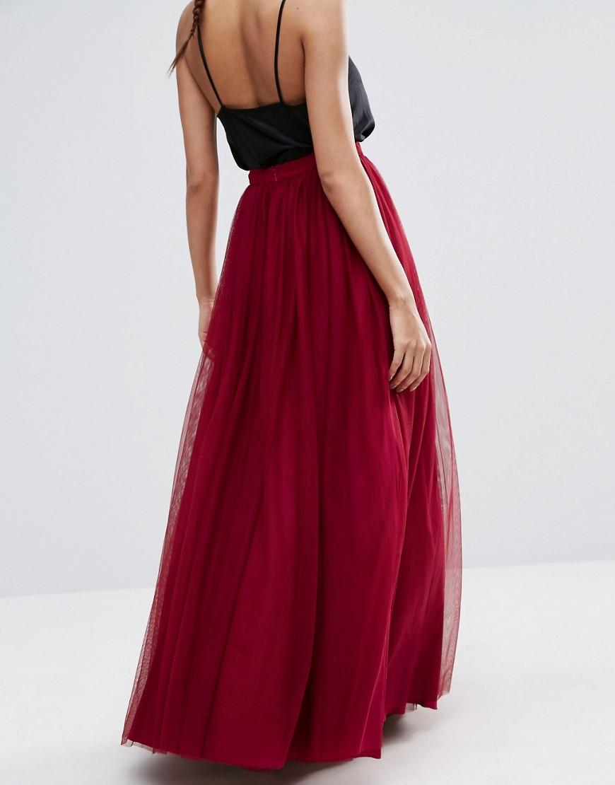 ASOS Tulle Maxi Prom Skirt in Red - Lyst