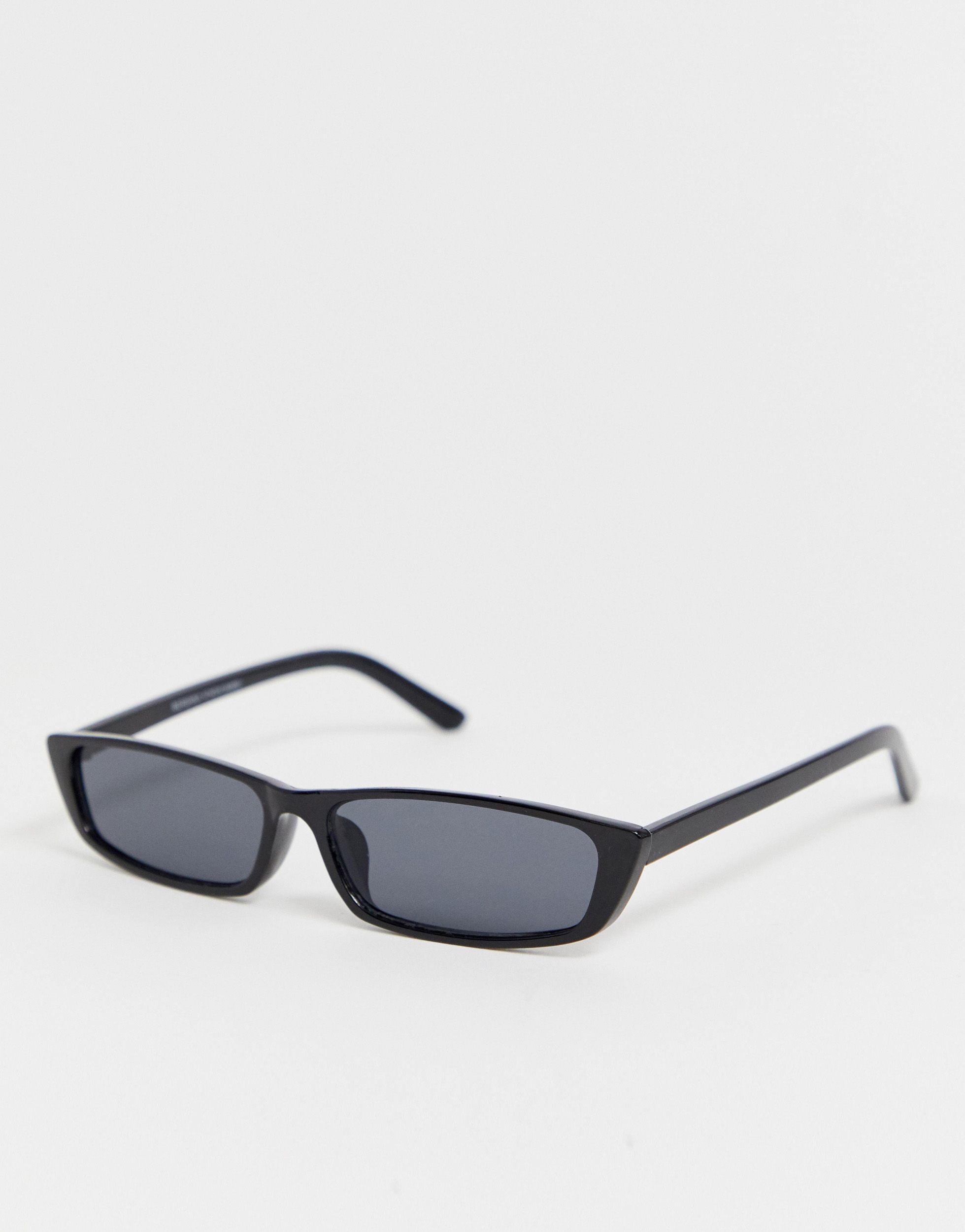 Bershka Thin Rectangular Sunglasses in Black for Men | Lyst UK