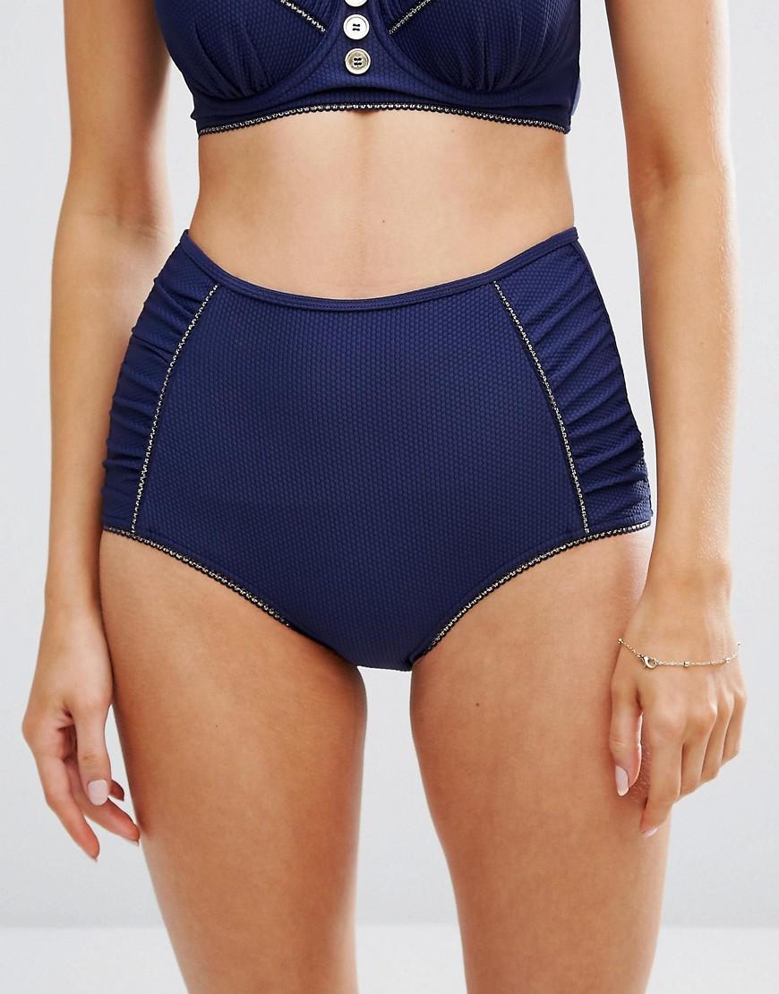 Navy Blue High Waisted Bikini Bottoms