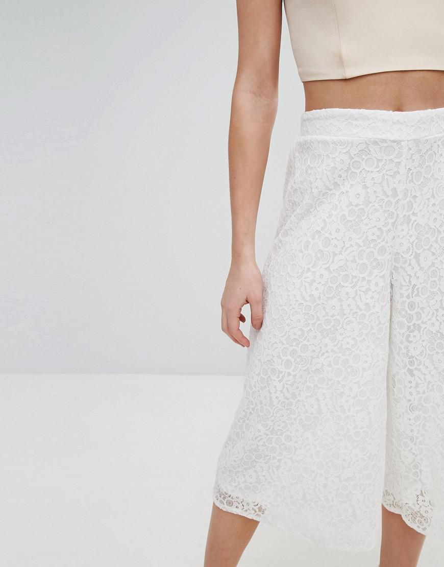 Lyst - Missguided Premium Lace Culottes in White Lyst - Missguided Premium Lace Culottes in White