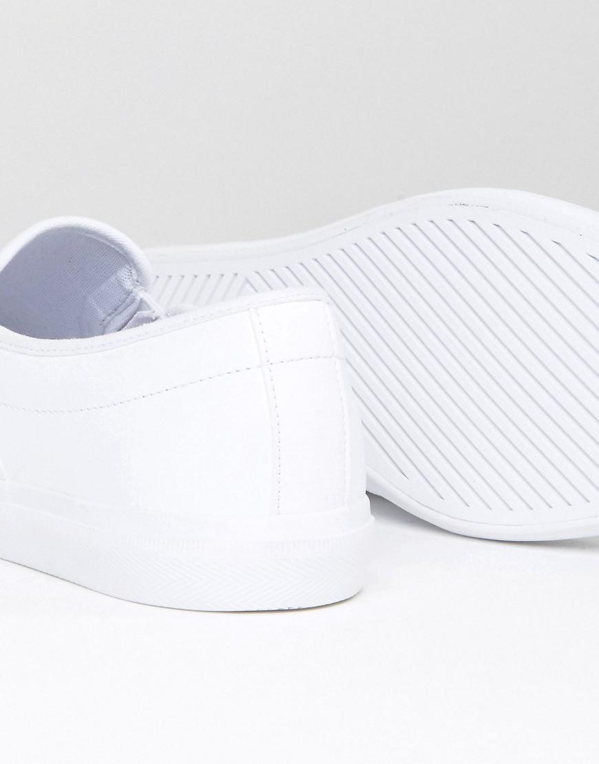 Lacoste Gazon Leather Slip On Plimsolls in White for Men - Lyst