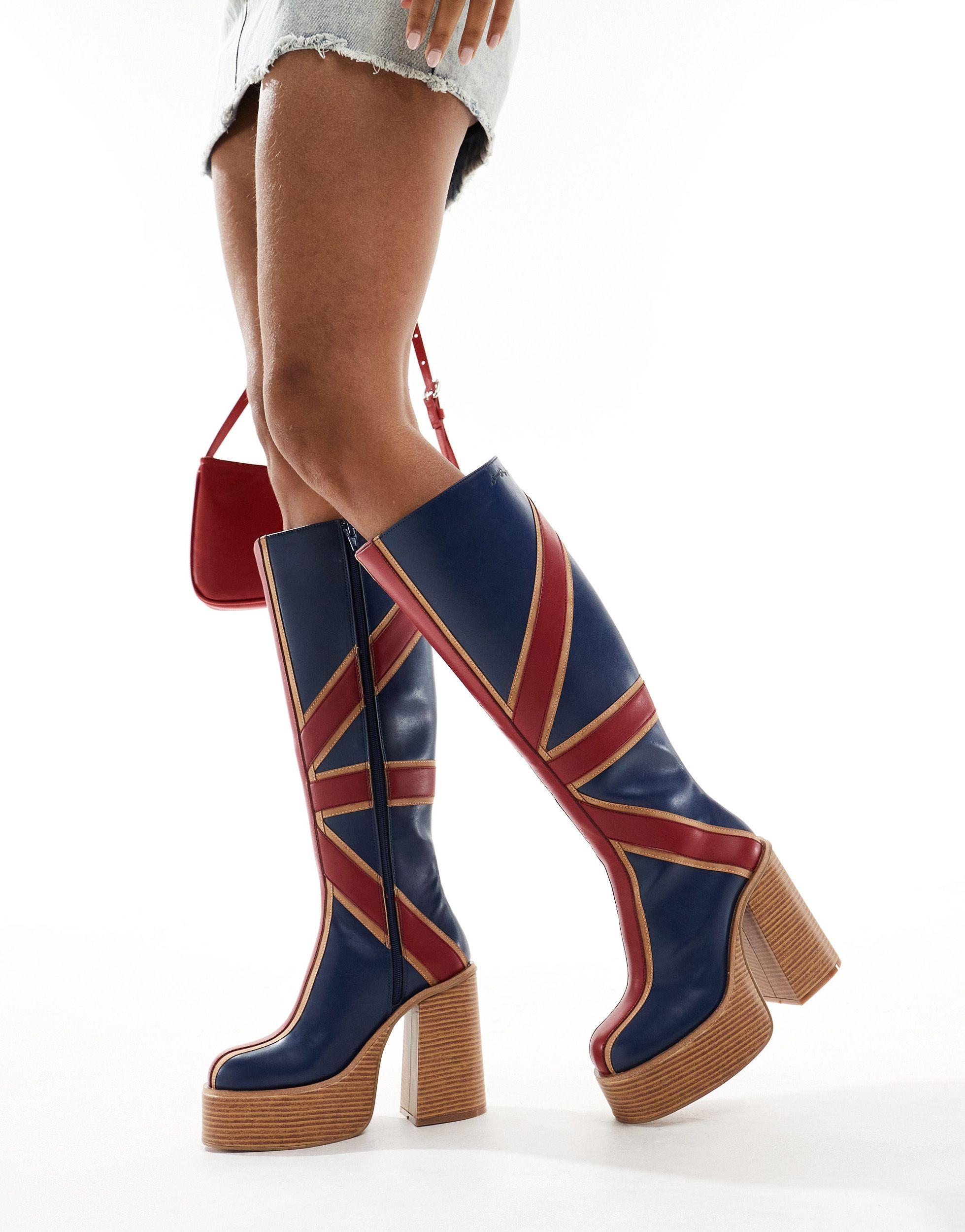 Buffalo X Sinead Gorey Union Jack Boots in Blue | Lyst UK
