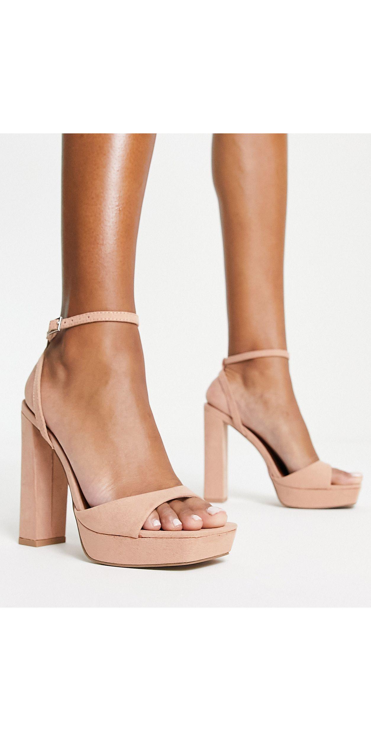 ASOS Noun Platform Barely There Heeled Sandals in Natural | Lyst