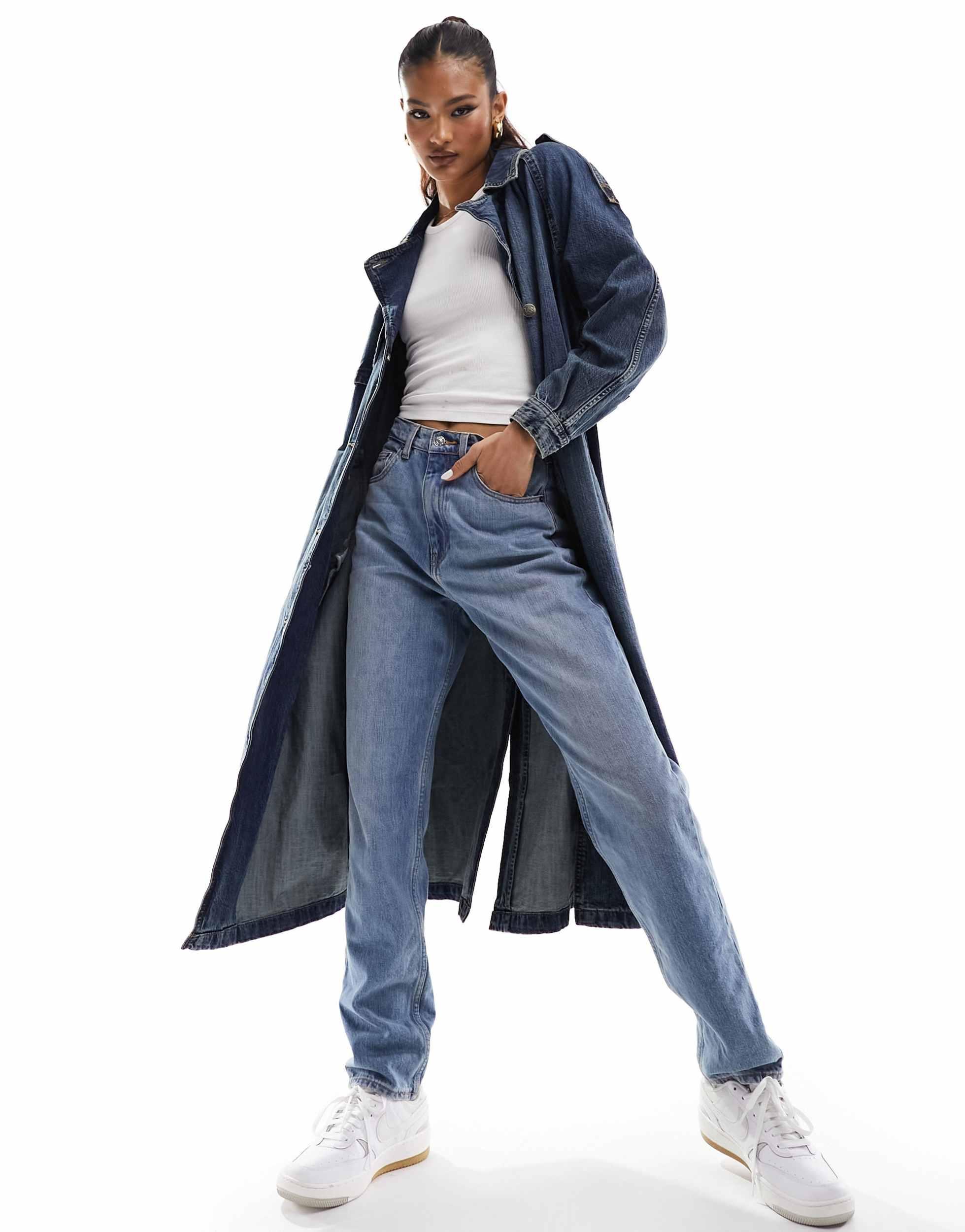 Pull&Bear X Bruce Lee Denim Trench Coat in Blue | Lyst
